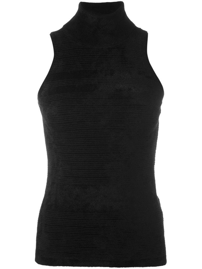 Lyst - Antonio Marras Striped Sleeveless Turtleneck Knitted Top in ...