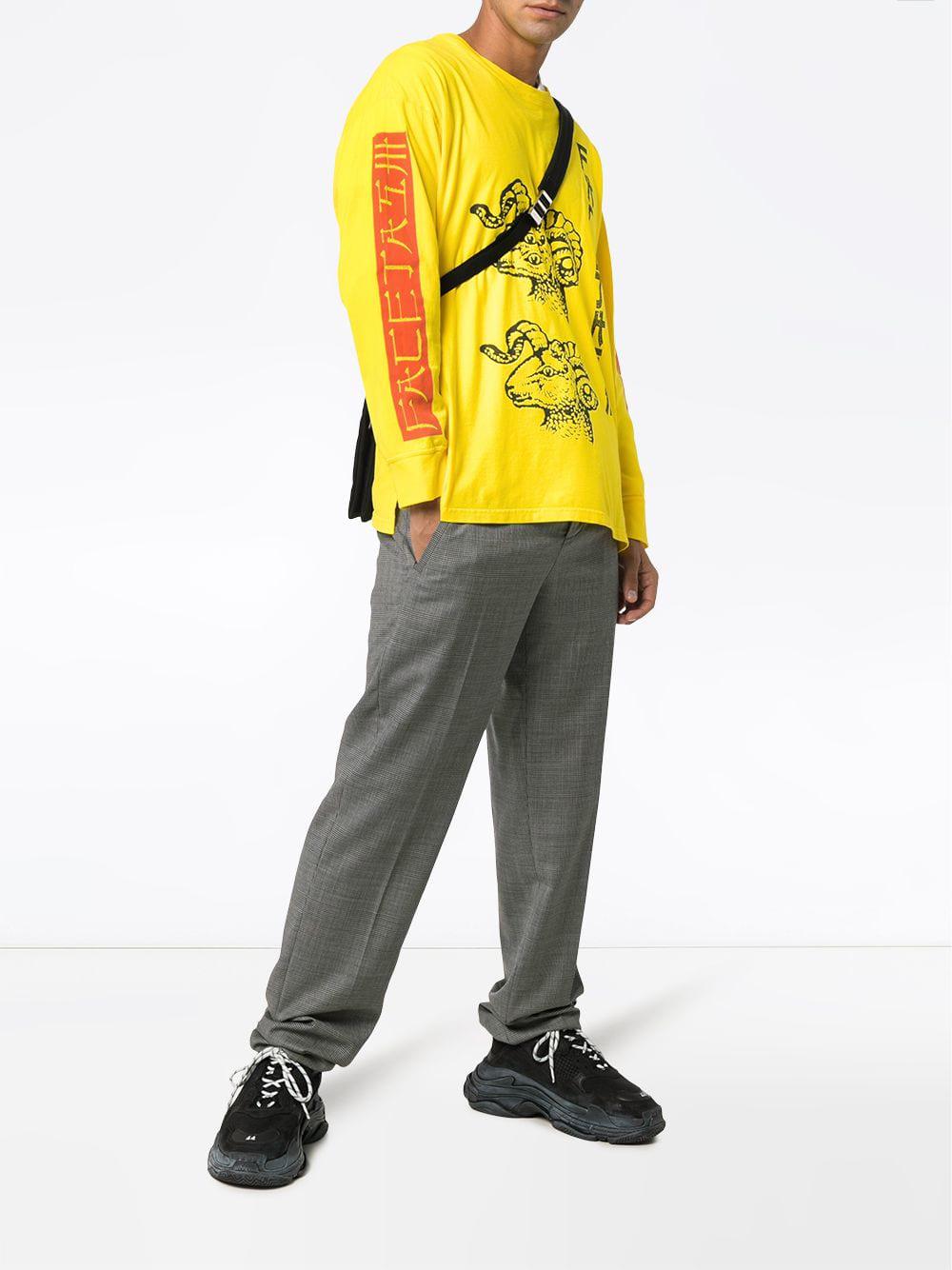 Lyst - Facetasm Yellow Graphic Print Long-sleeved Cotton T-shirt in ...