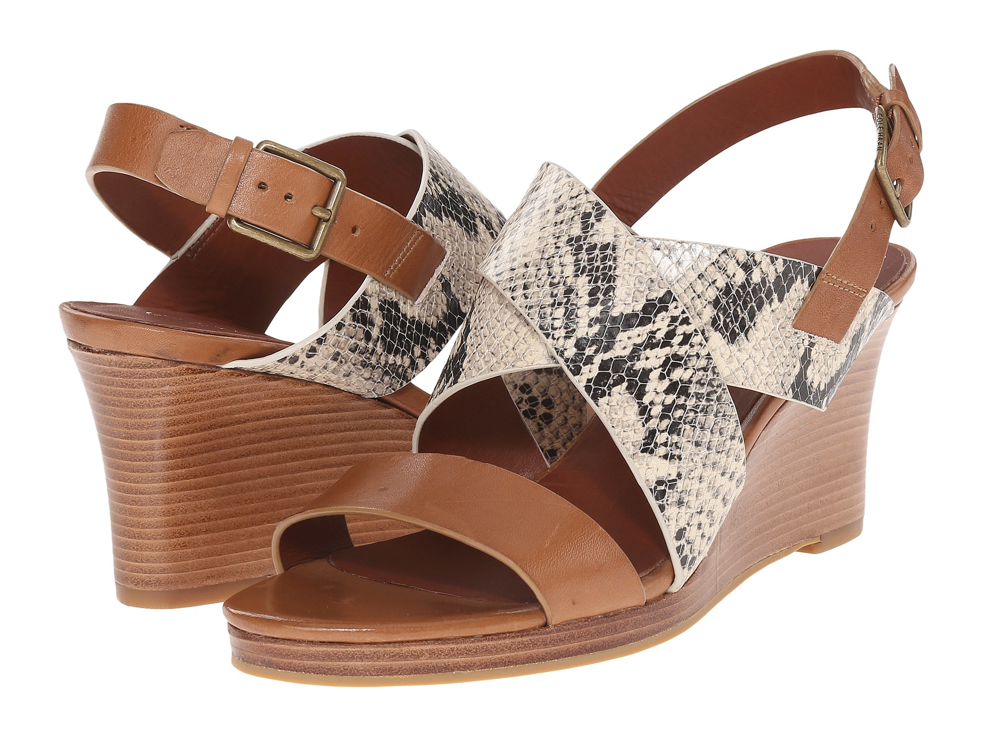 Lyst - Cole Haan Penelope Strappy Leather Wedge Sandal in Brown
