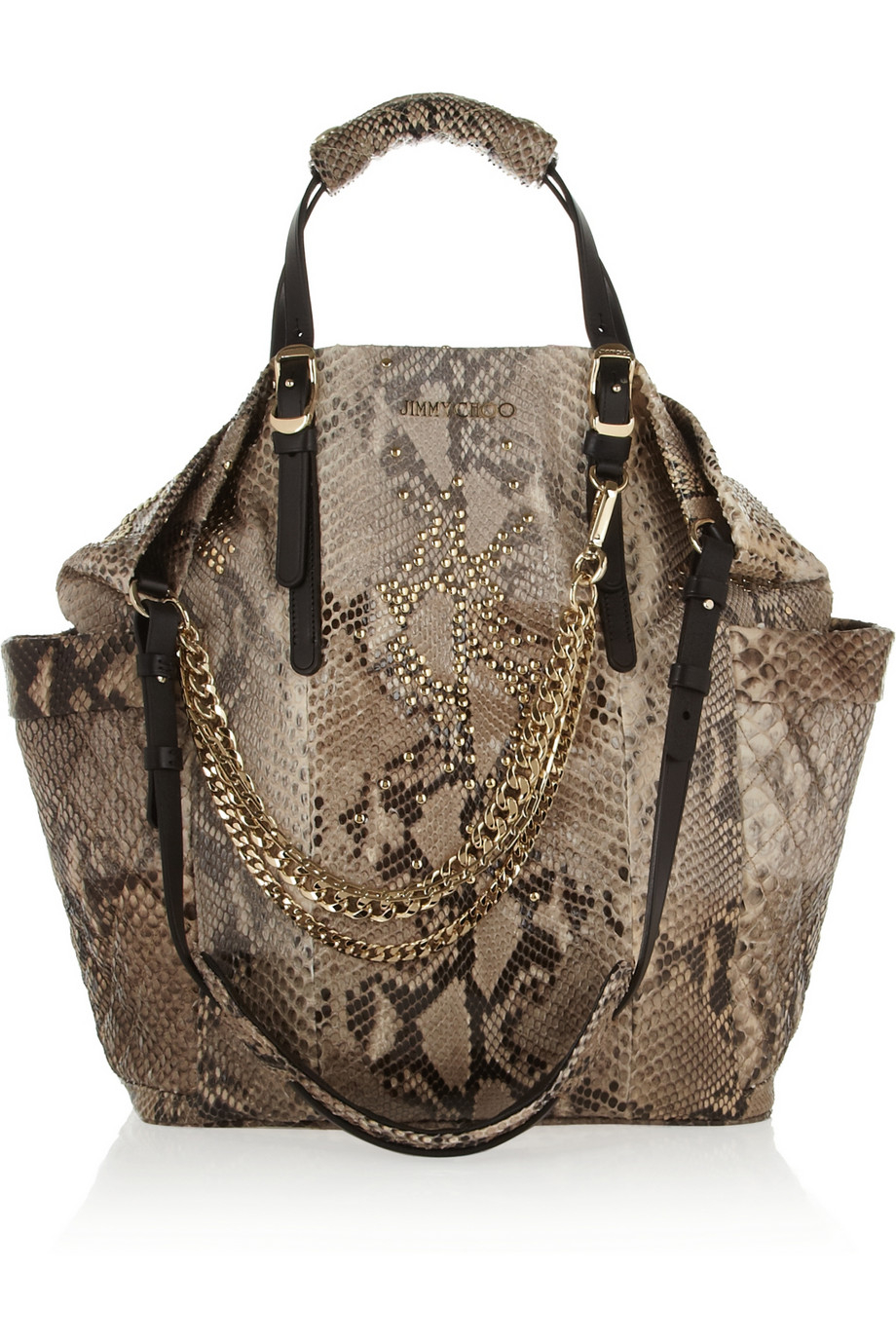 Lyst - Jimmy Choo Blare Leathertrimmed Studded Python Tote