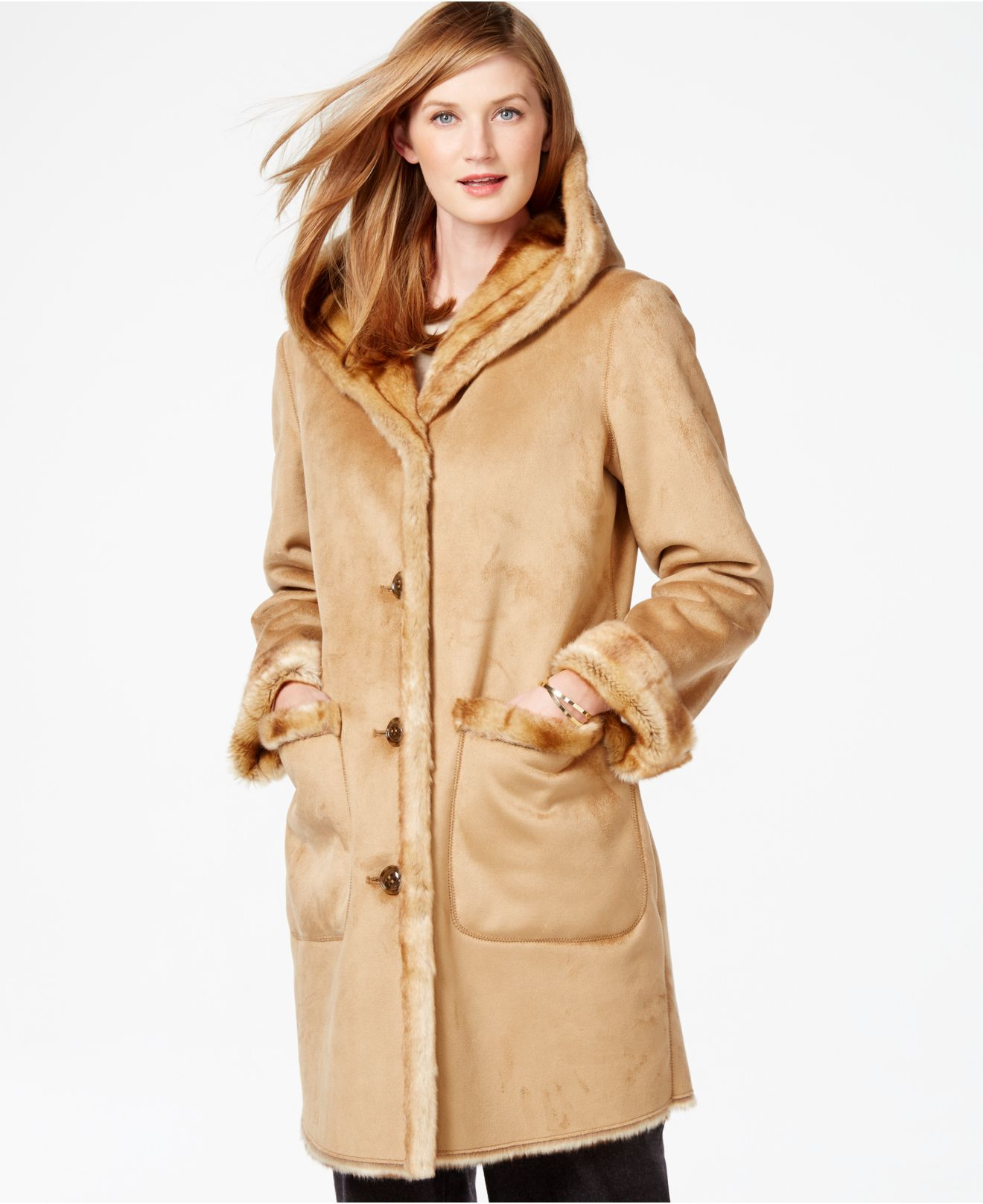 Lyst - Jones New York Faux-shearling Coat in Natural