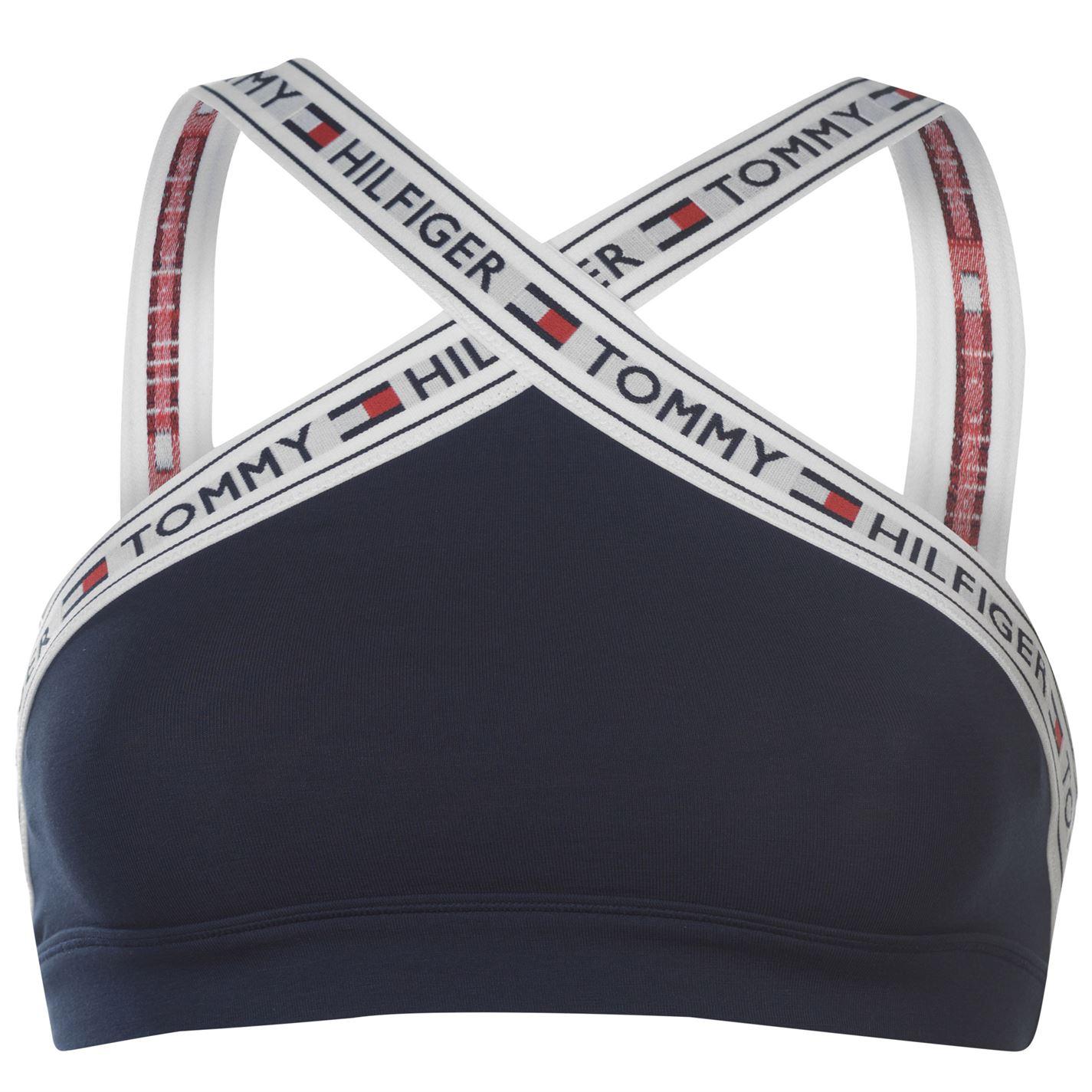 Tommy Hilfiger Logo Strap Cross Bra in Blue - Lyst