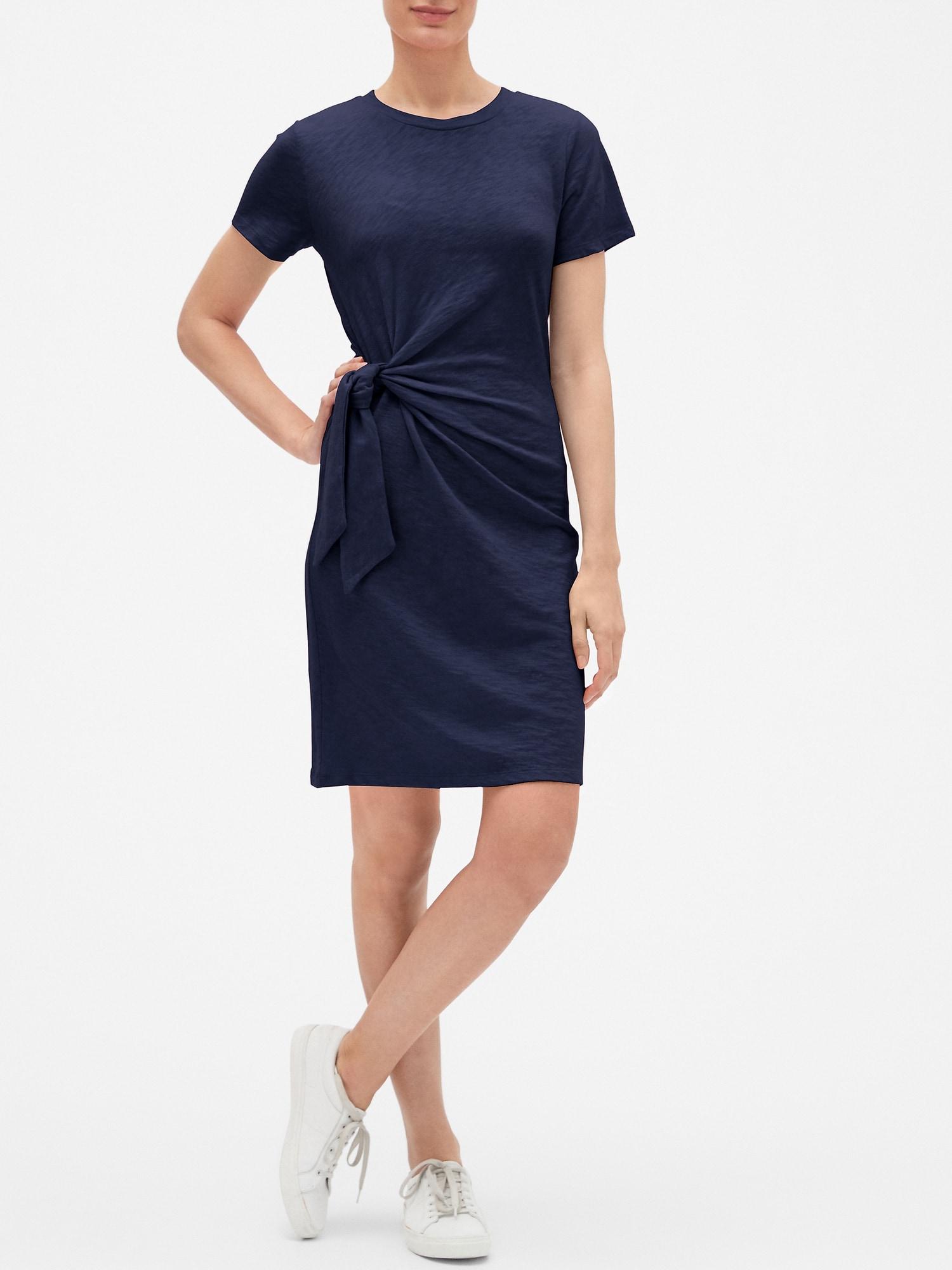 GAP Factory Short Sleeve Twist-knot Midi Dress in Blue - Lyst
