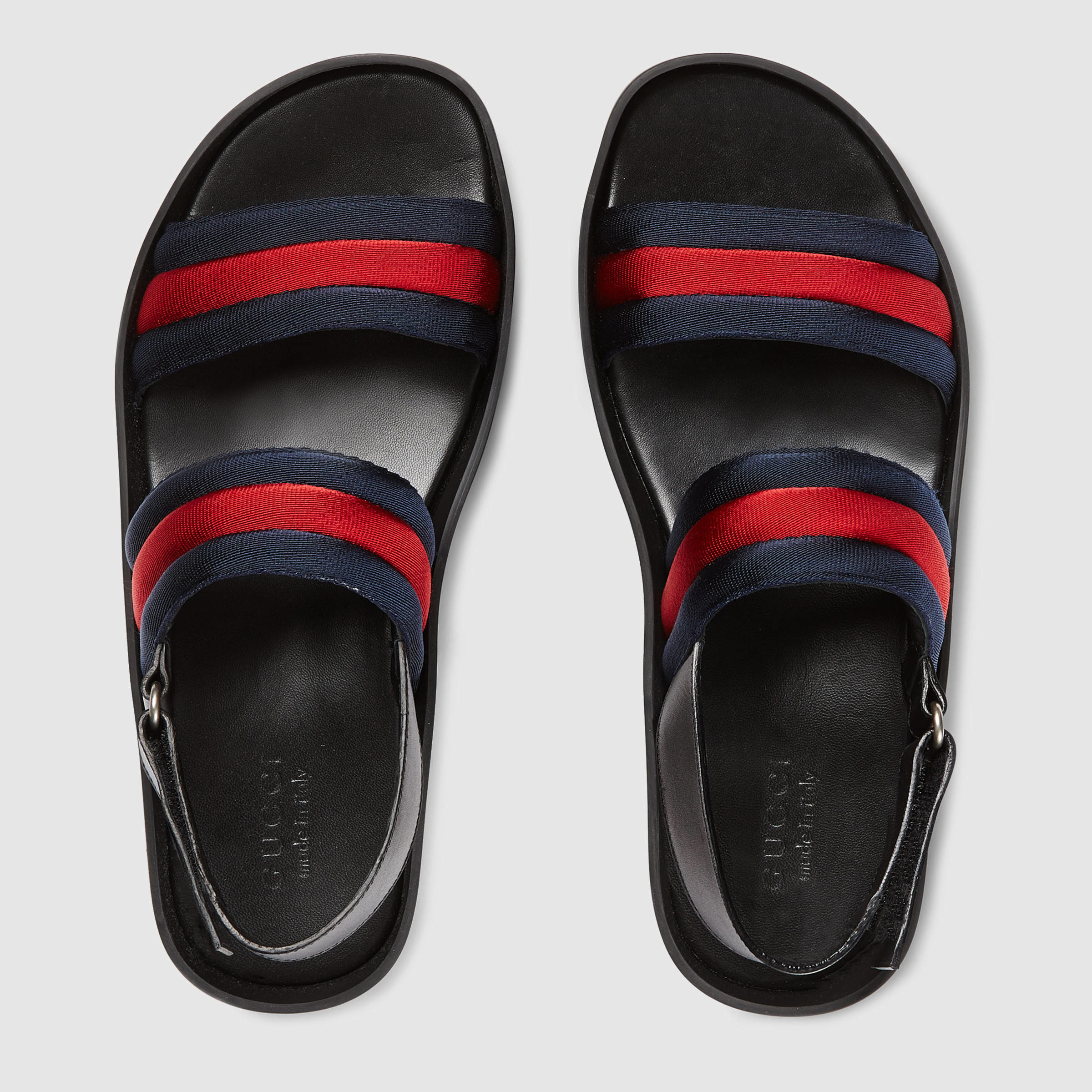 Gucci Leather And Web Sandal in Multicolor for Men (black leather) | Lyst