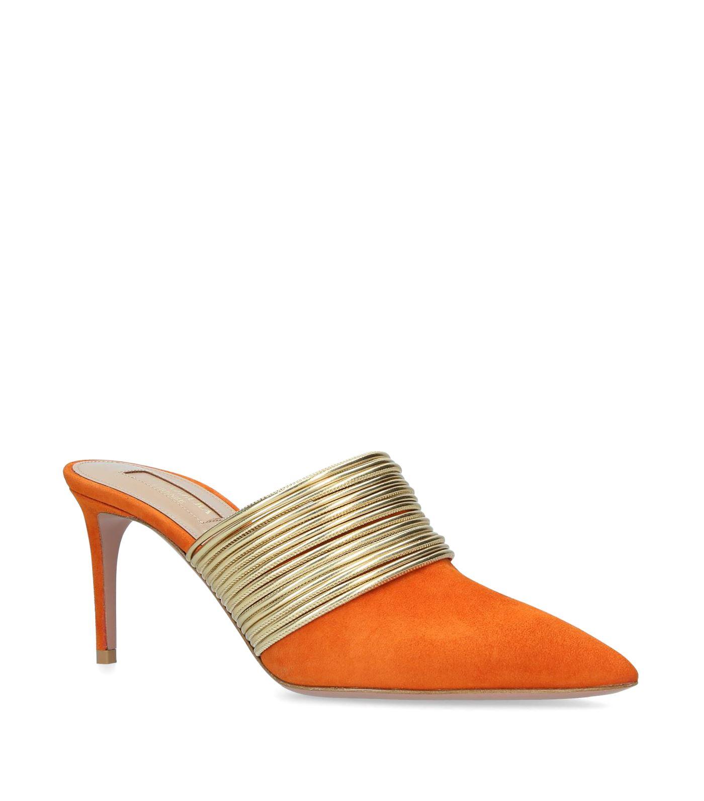 Aquazzura Rendez Vous Mules 75 in Orange - Lyst
