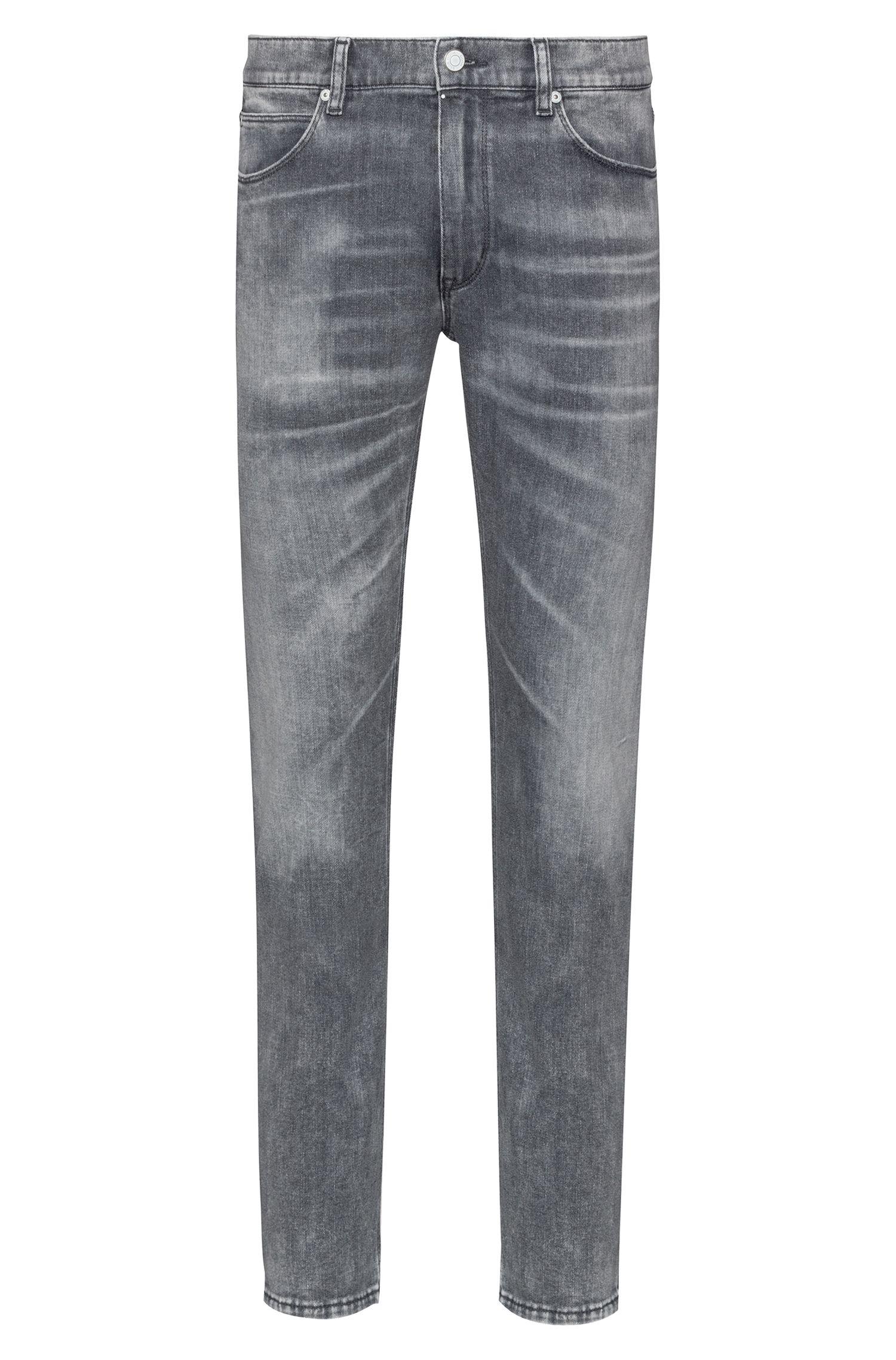 HUGO Skinny-fit Jeans In Distressed Grey Stretch Denim in Charcoal ...