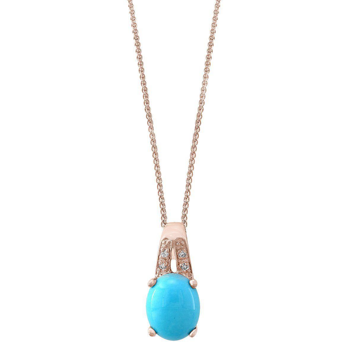 Lali Jewels 14kt Rose Gold Diamond And Turquoise Pendant With Chain in ... Lali Jewels 14kt Rose Gold Diamond And Turquoise Pendant With Chain in ...