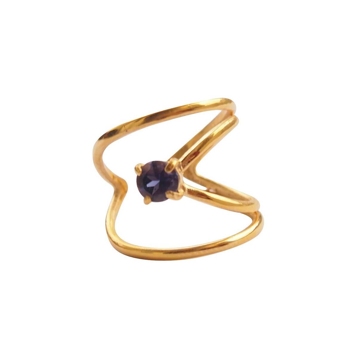 Lyst - Elena Jewelry Concepts Yellow Gold Plated Rhombus Ring With Blue ...