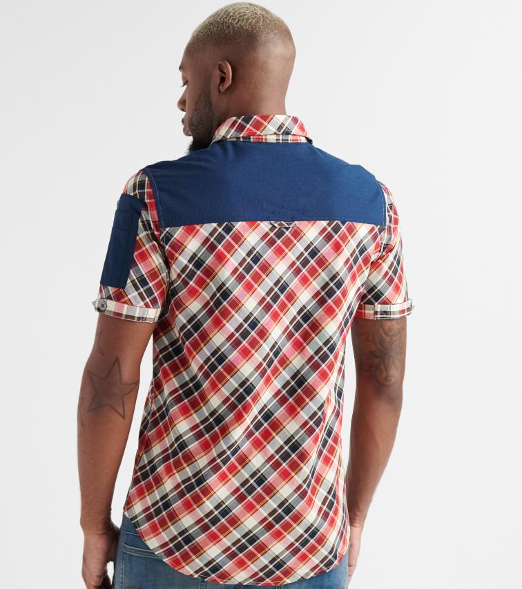 Heritage Mixed Media Plaid Button-down Shirt in Blue for Men - Lyst