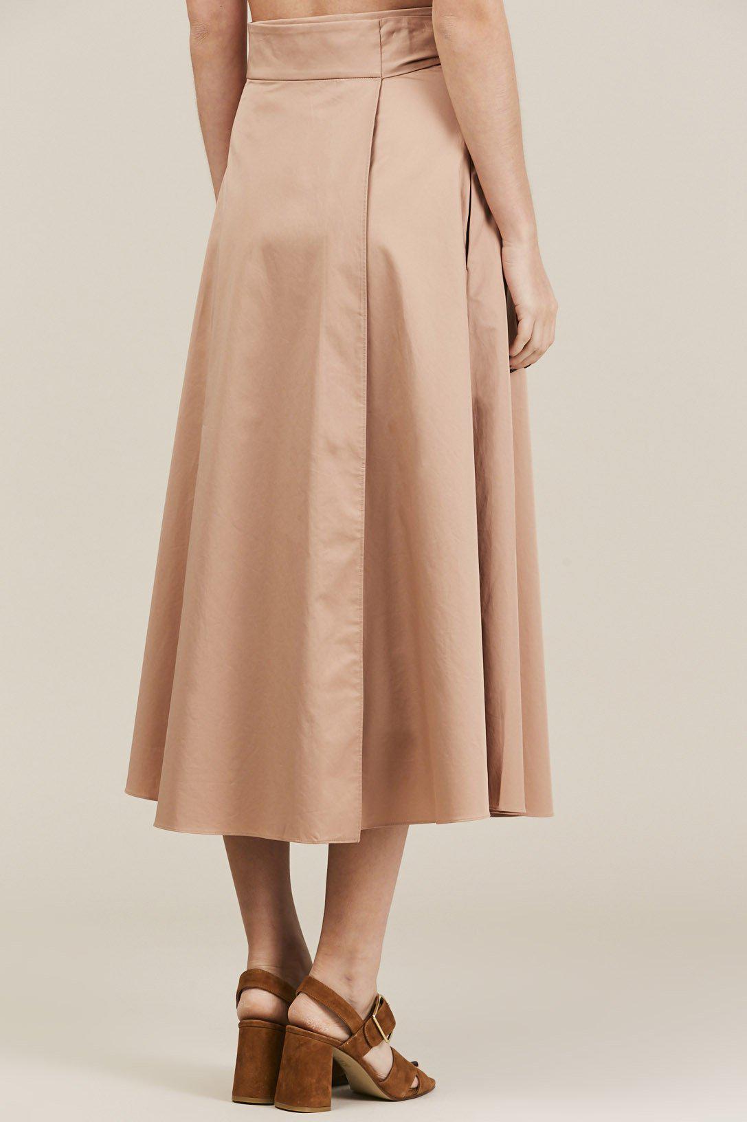 Lyst - Tibi Satin Poplin Wrap Skirt in Natural