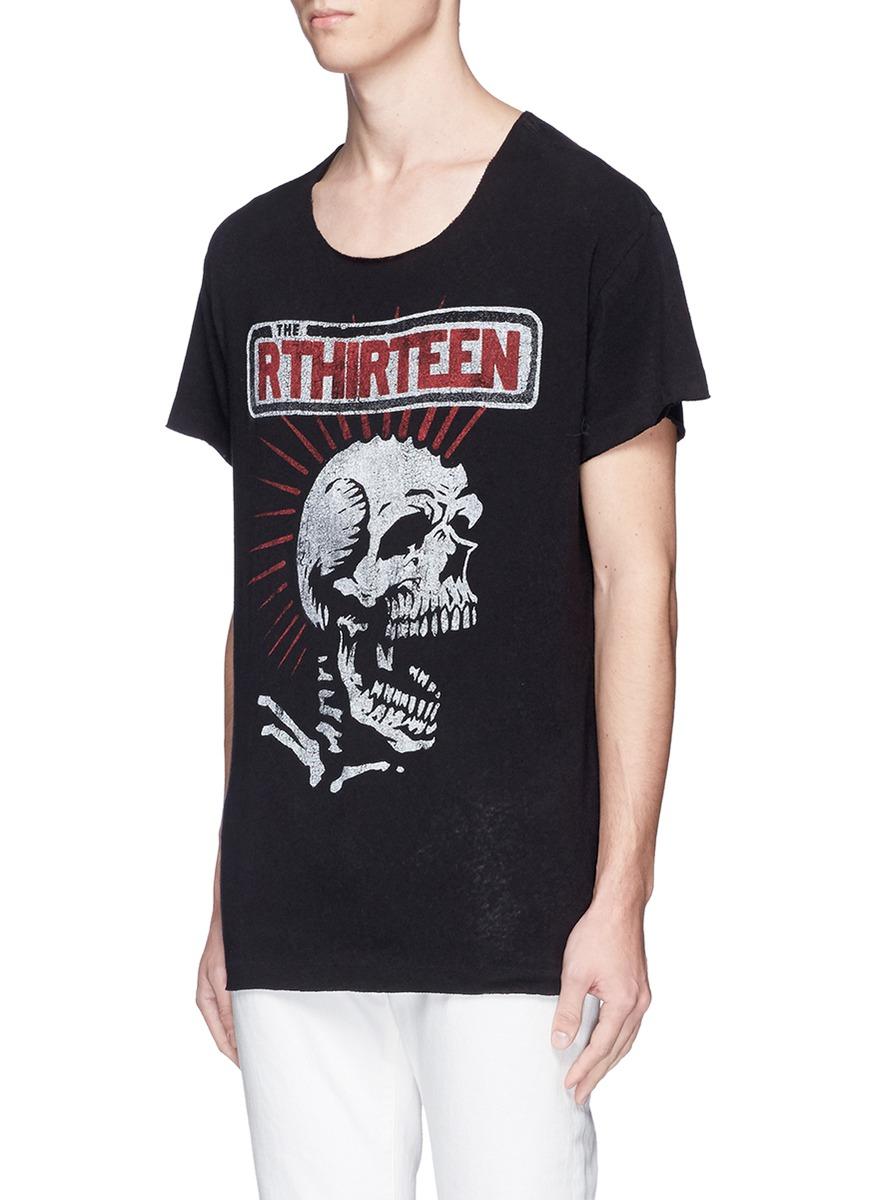 Lyst - R13 'rthirteen' Skull Print Slub Jersey T-shirt in Black for Men
