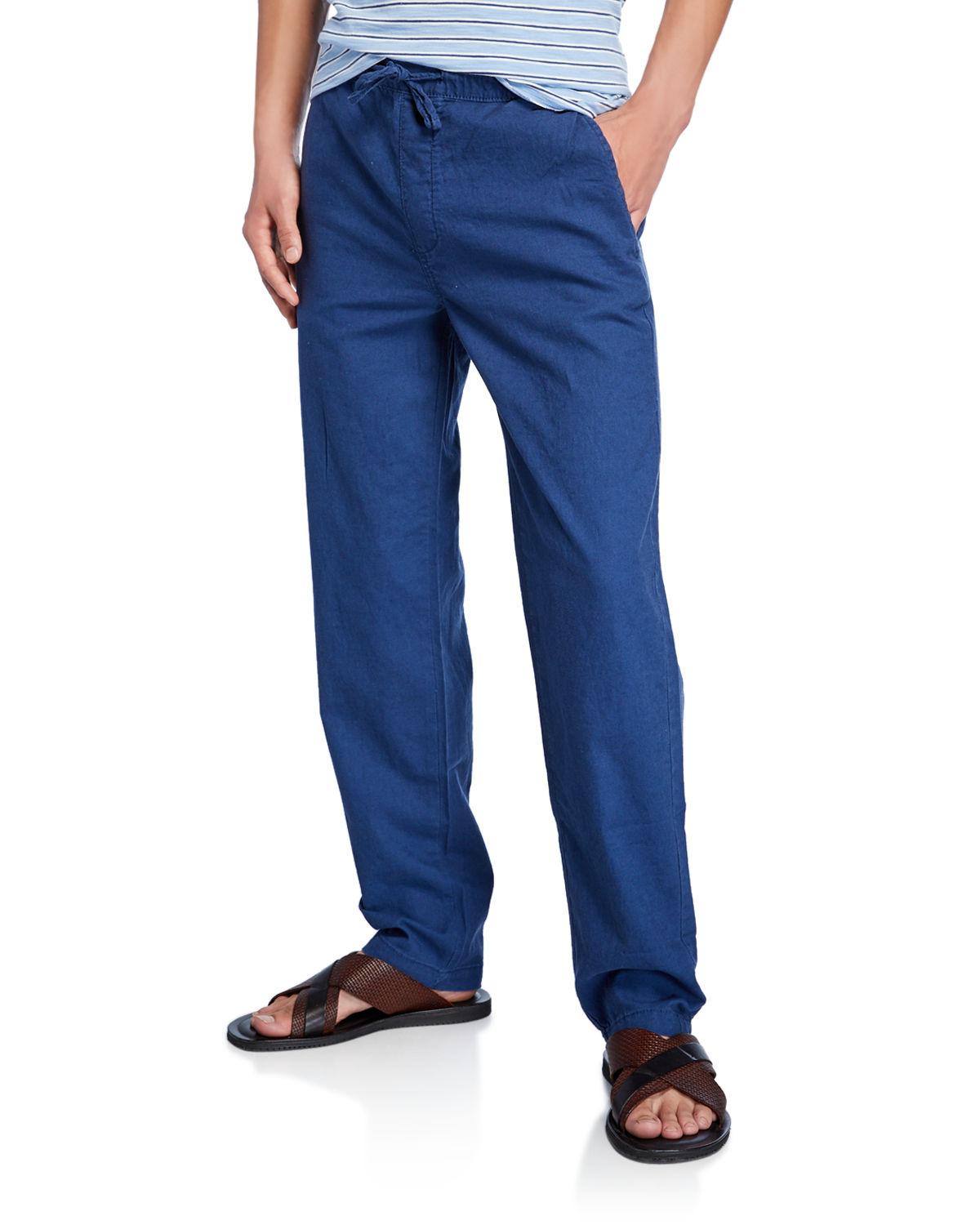 Onia Men's Carter Casual Drawstring Linen Pants in Blue for Men - Lyst