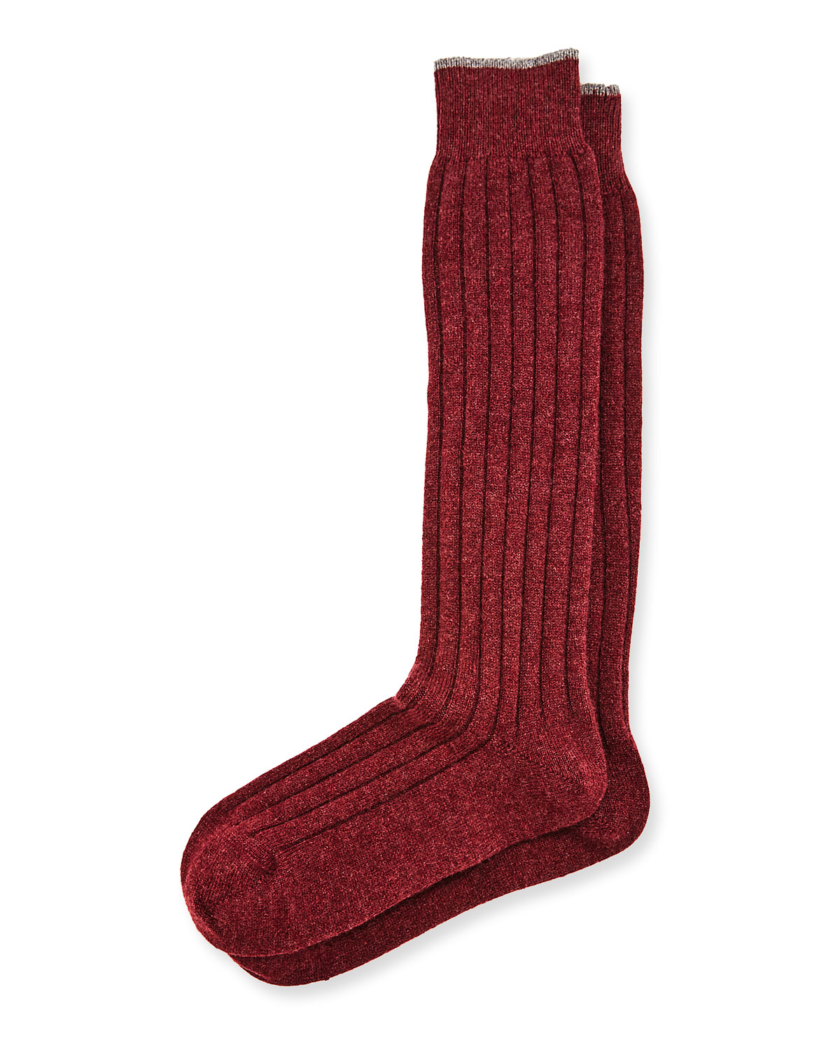 Brunello Cucinelli Cashmere Ribbed Knee Socks in Red for Men - Lyst
