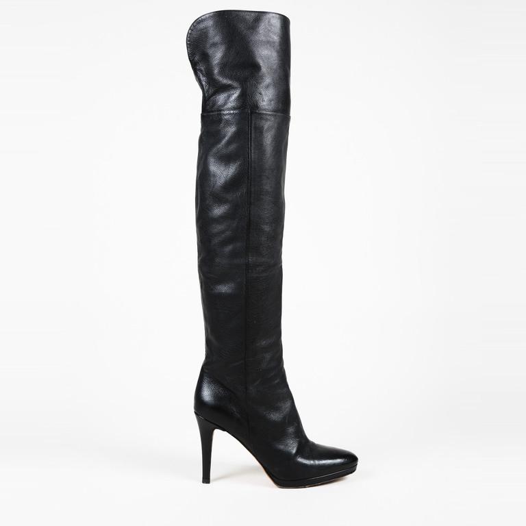 Jimmy Choo Leather Over The Knee Heeled Boots in Black - Lyst