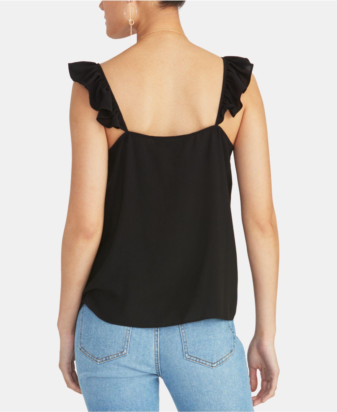 RACHEL Rachel Roy Lia Ruffled Sleeveless Top in Black - Lyst