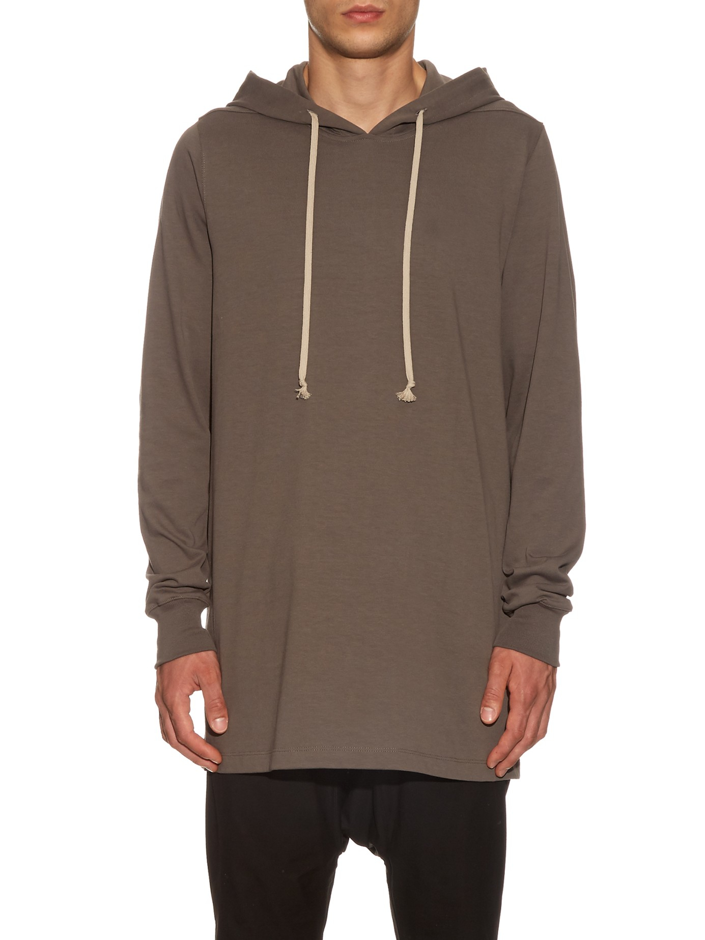Rick Owens Hoodie Cotton Jersey Sweatshirt in Gray for Men - Lyst