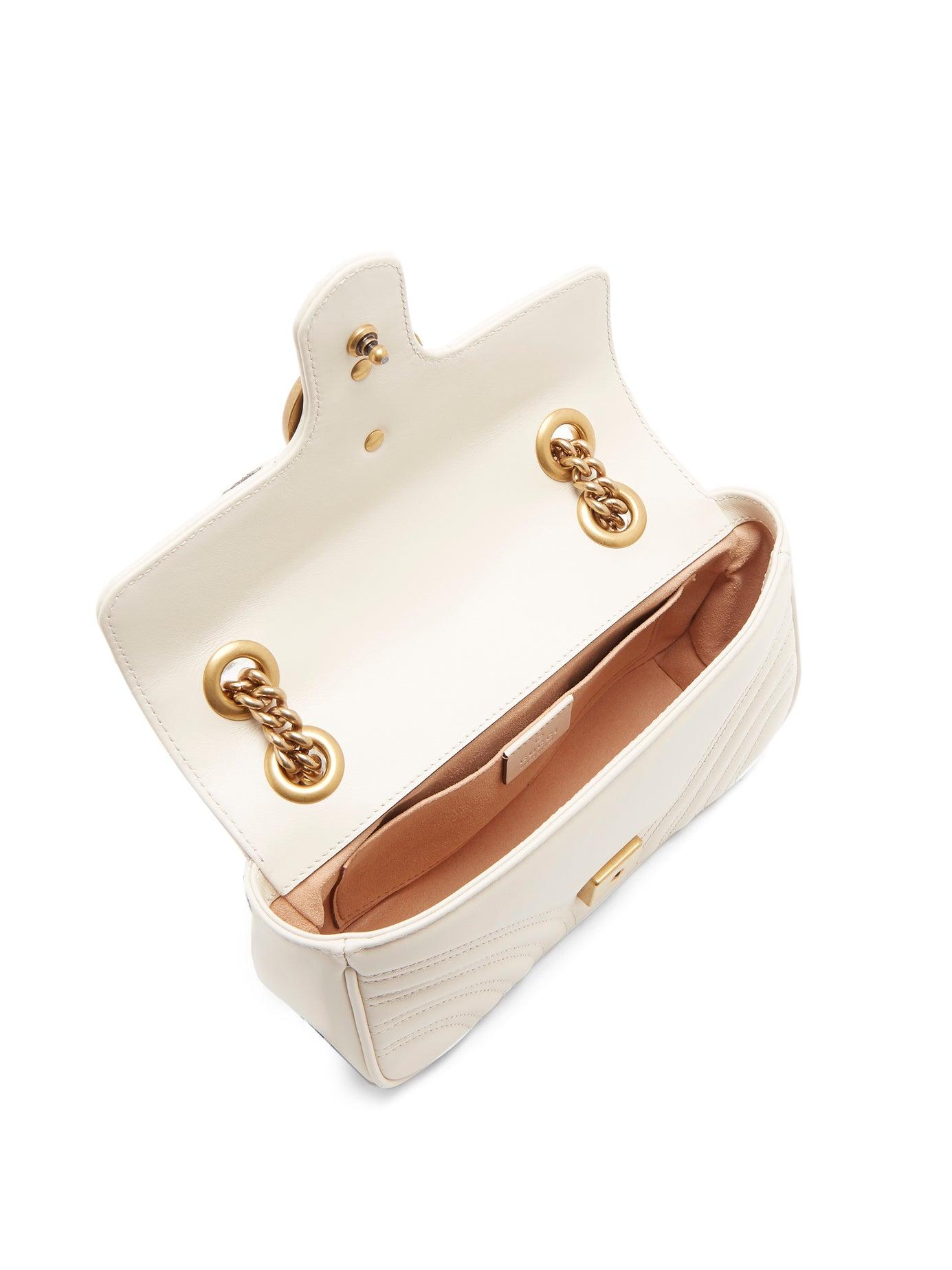 Gucci White Gg Marmont Leather Crossbody Bag | semashow.com