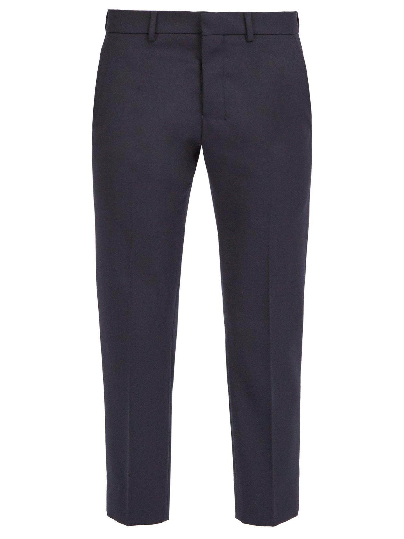 AMI Straight-leg Wool-blend Trousers in Blue for Men - Lyst