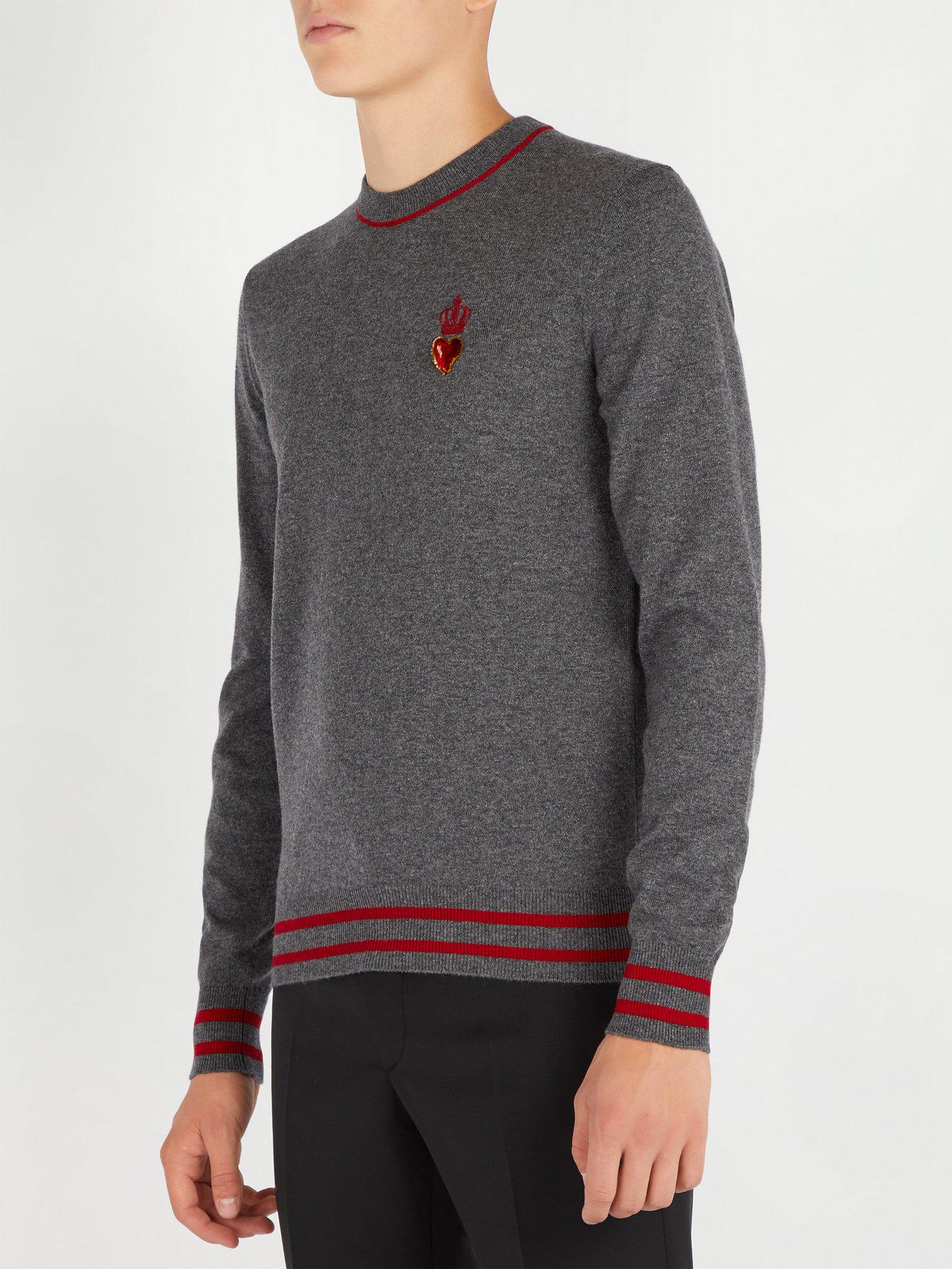 Lyst - Dolce & Gabbana Heart And Crown Cashmere And Wool-blend Sweater ...