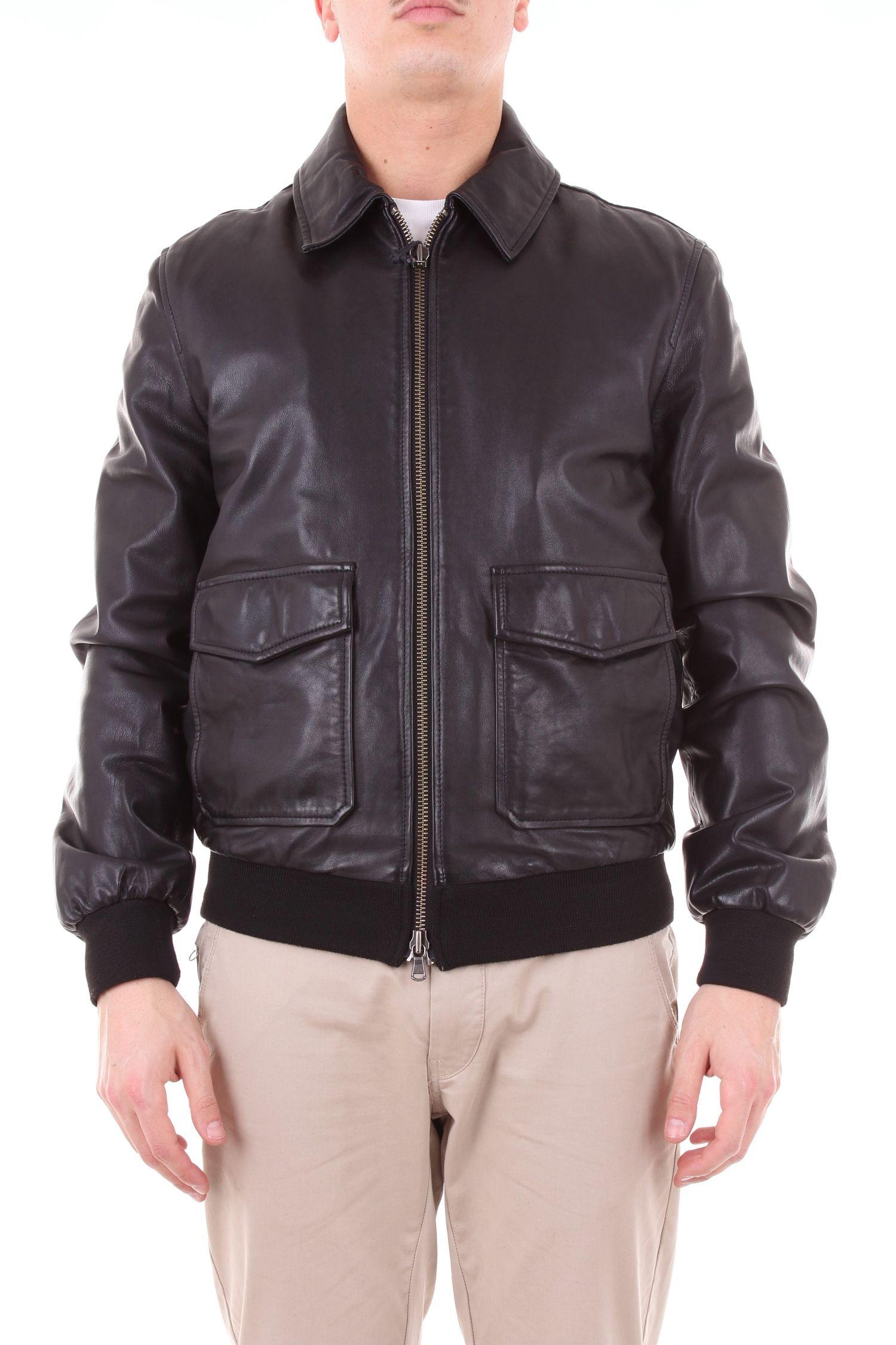 Minoronzoni 1953 Black Leather Outerwear Jacket in Black for Men - Lyst