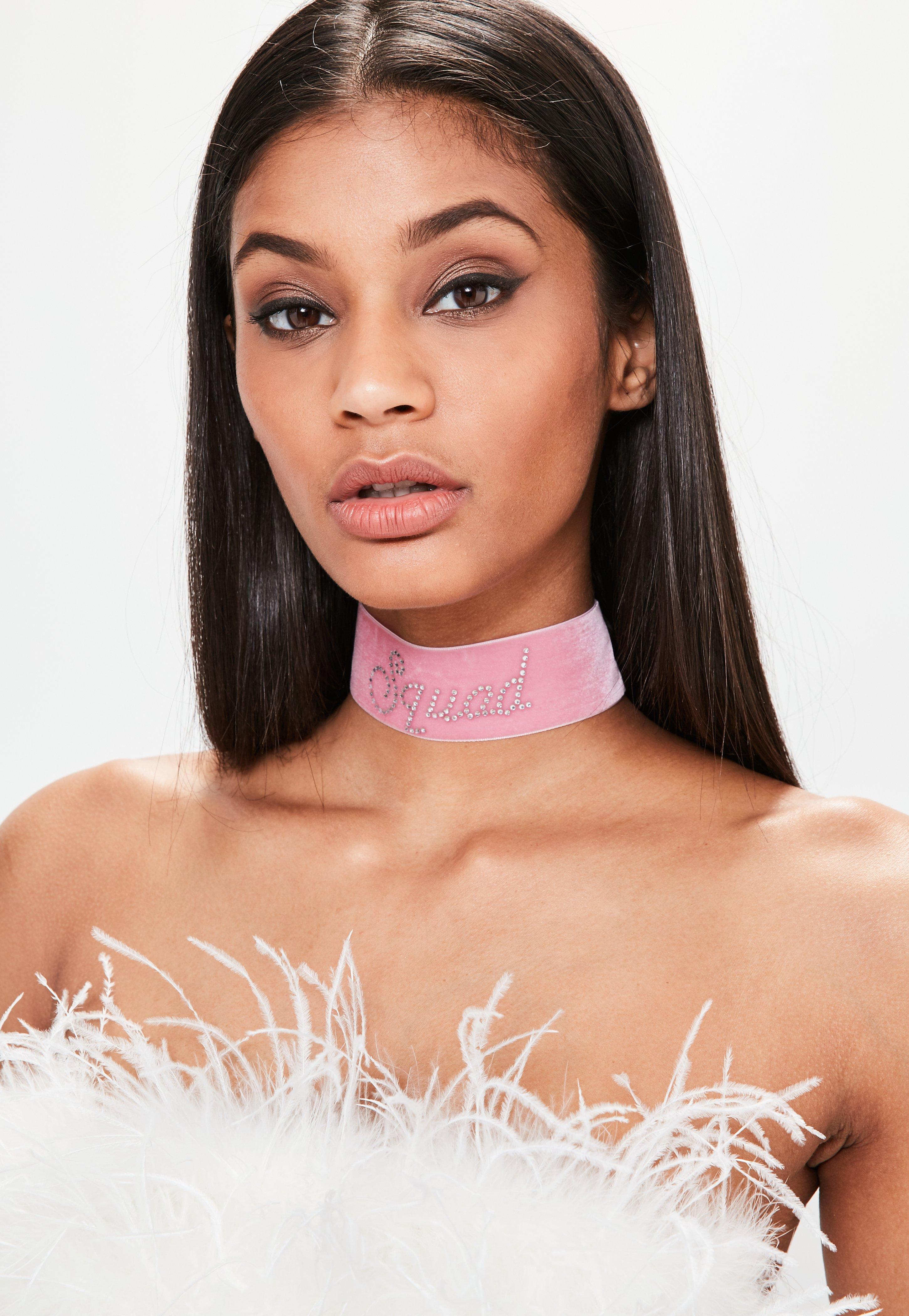 Lyst - Missguided Pink Squad Choker Necklace in Pink