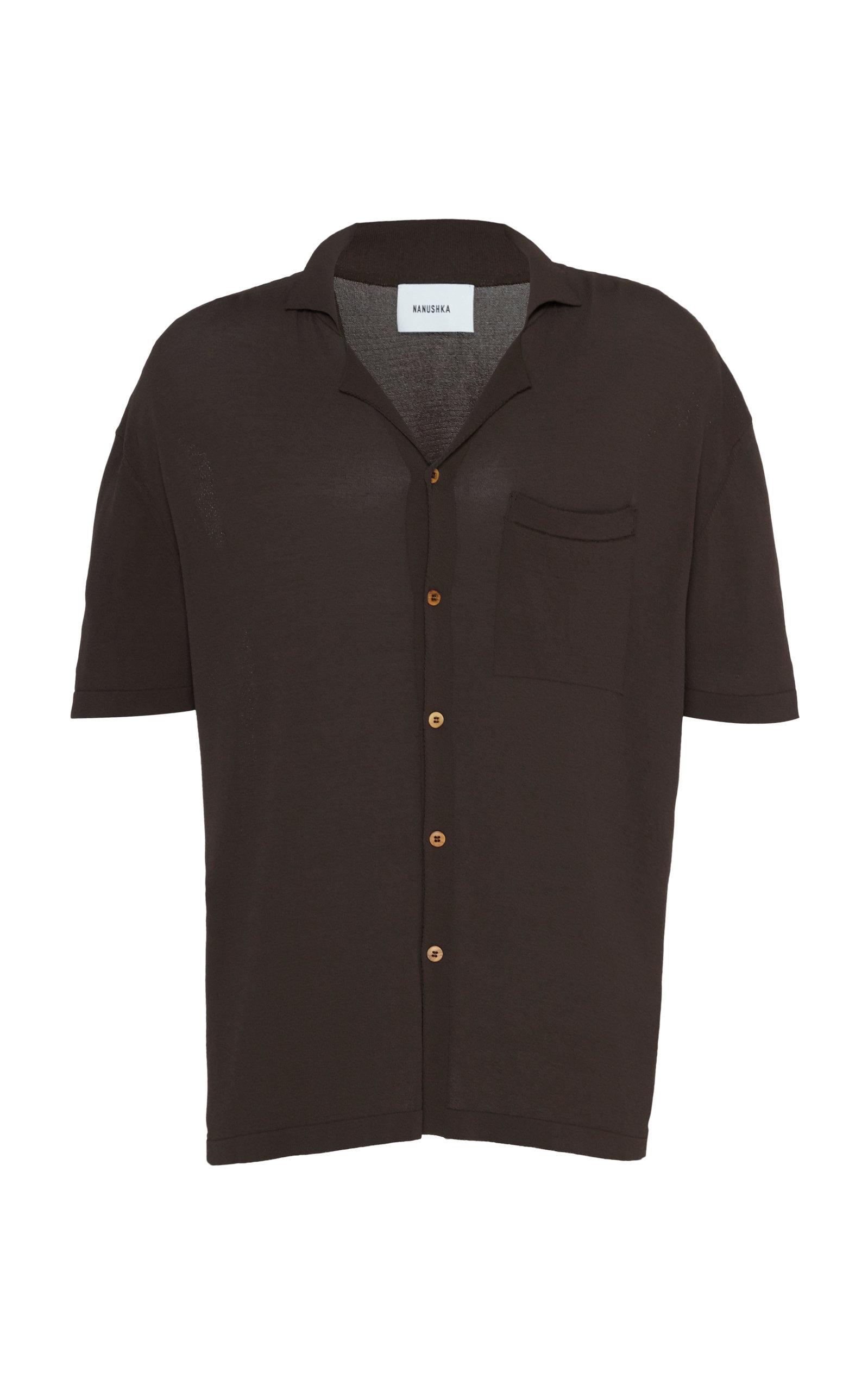 Nanushka Knit Camp Shirt in Brown for Men - Lyst