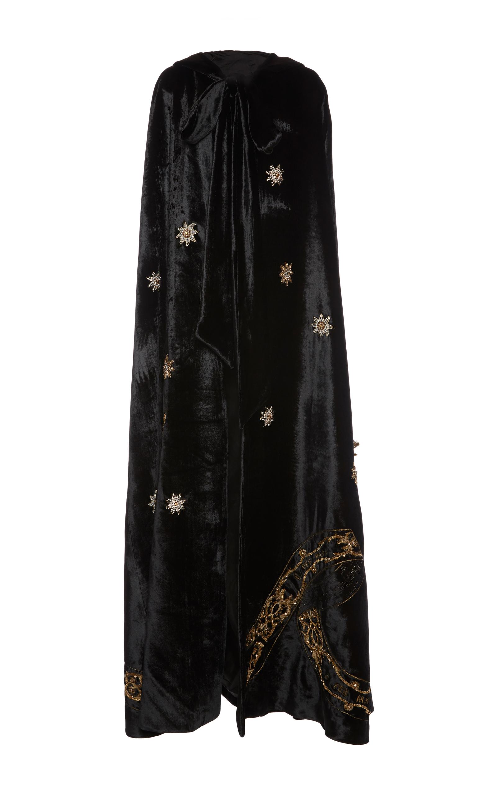 Alberta ferretti Embellished Velvet Cape in Black | Lyst