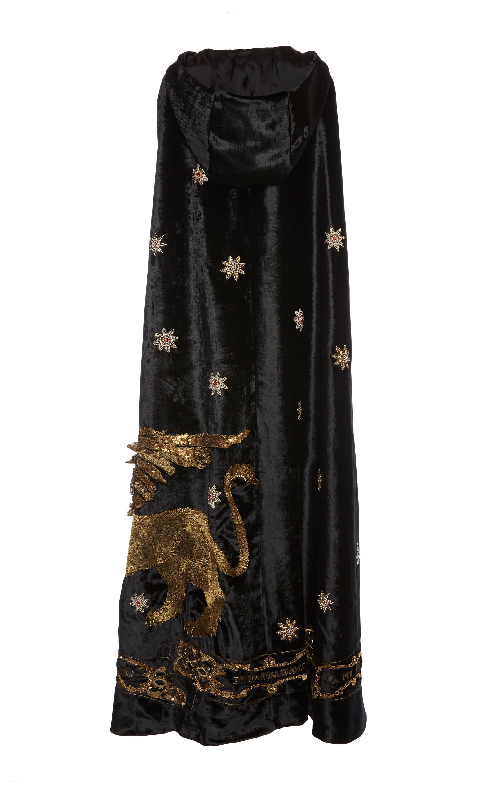 Alberta ferretti Embellished Velvet Cape in Black | Lyst