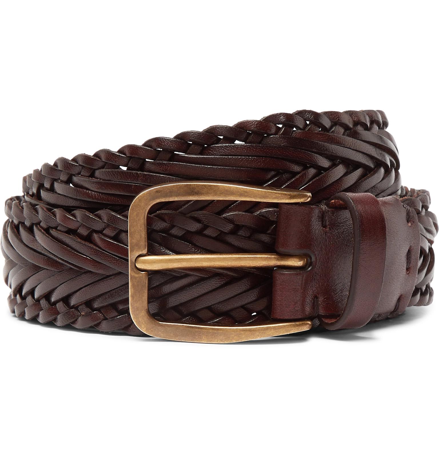 Brunello Cucinelli 3.5cm Dark-brown Woven Leather Belt in Brown for Men ...