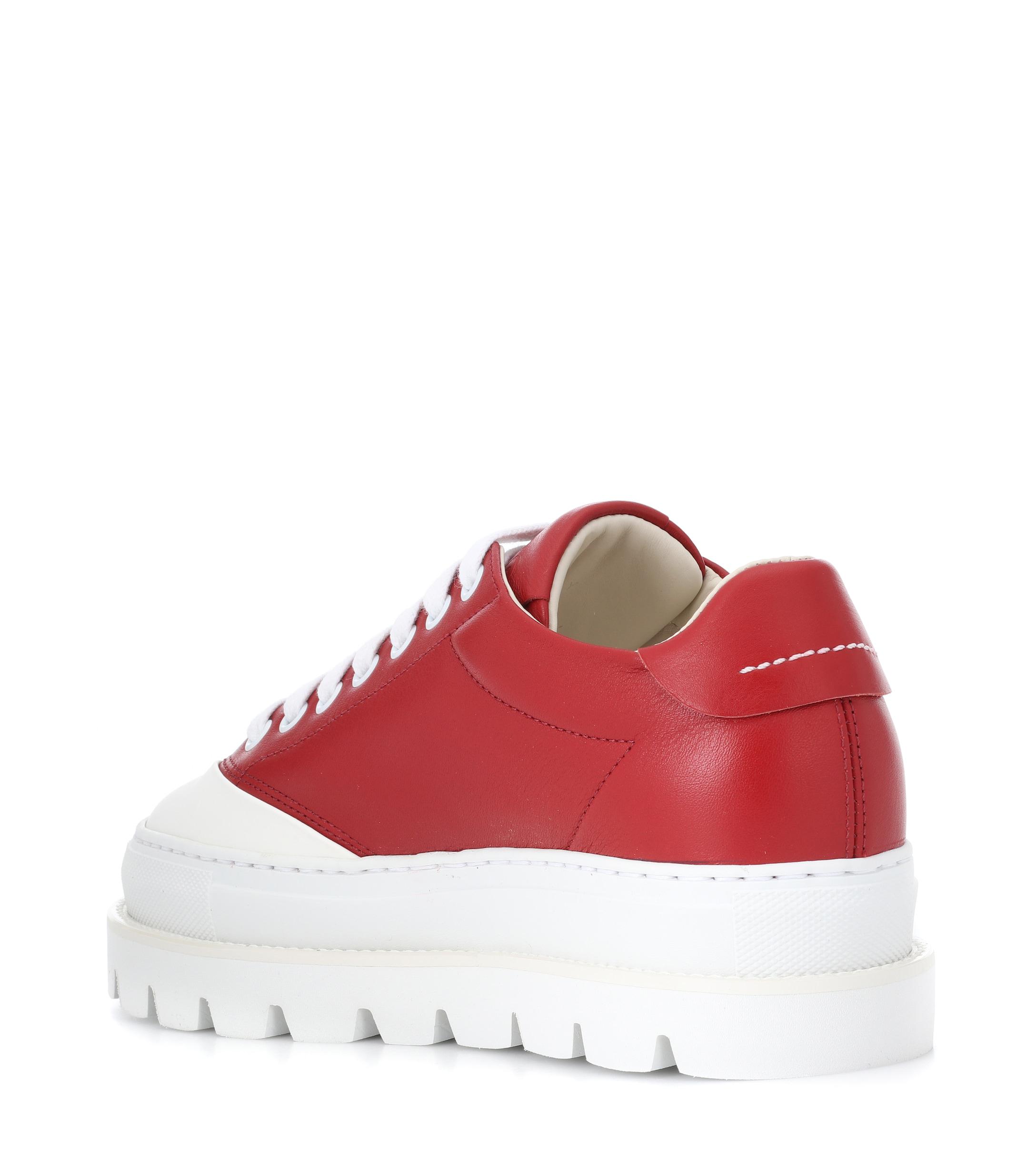 MM6 by Maison Martin Margiela Leather Platform Sneakers in Red - Lyst