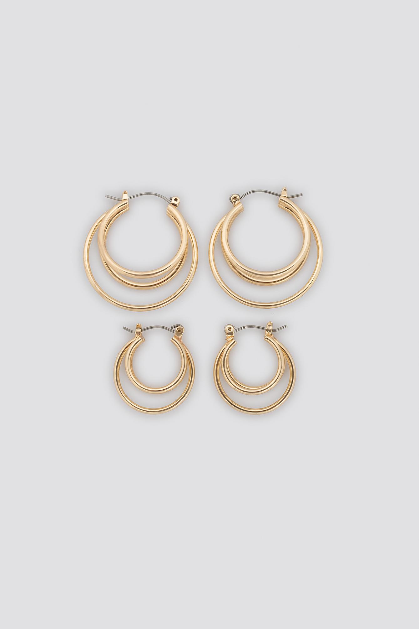 Lyst - NA-KD Layered Mini Hoop Earring Set Gold in Metallic