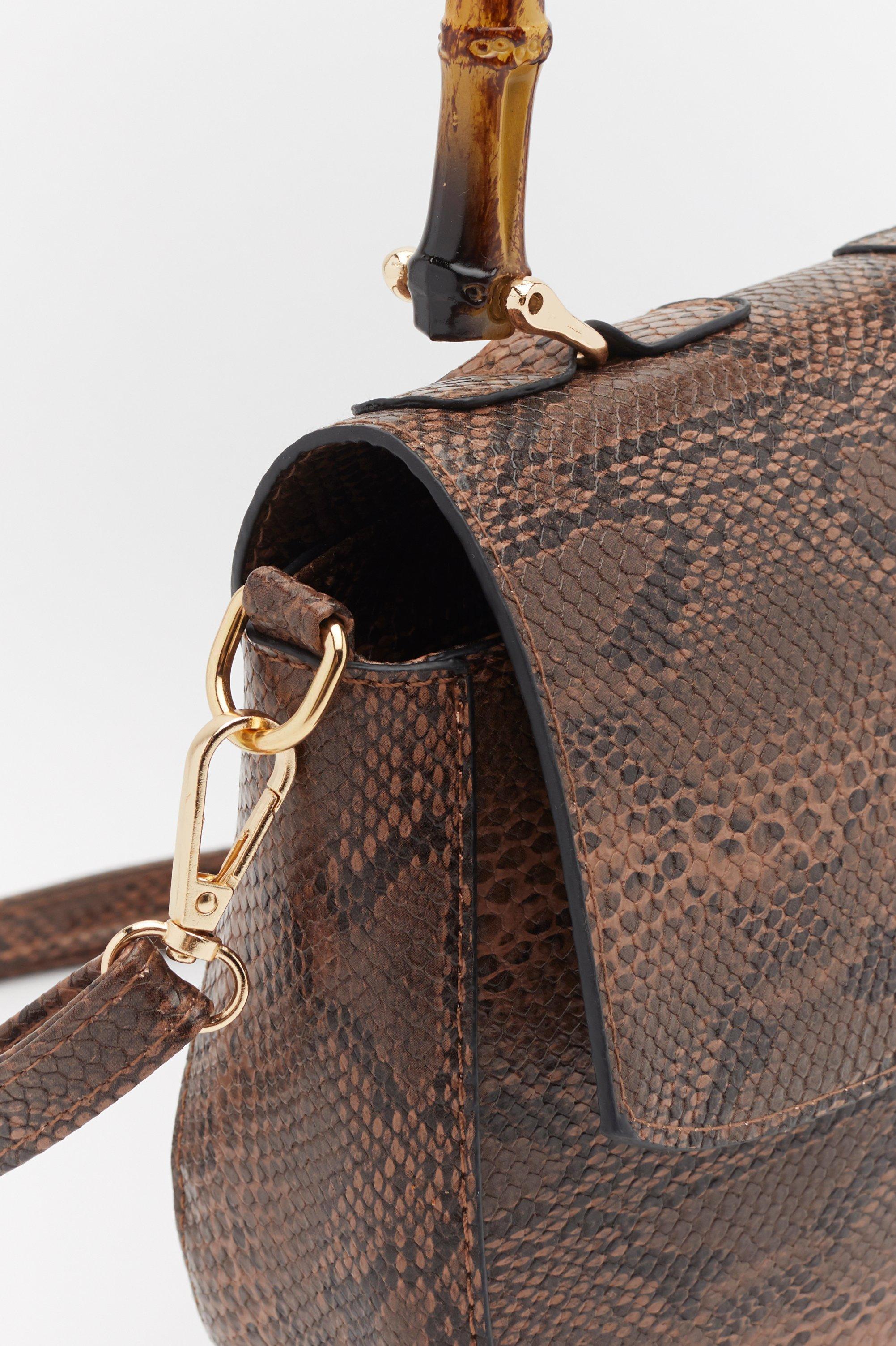 Nasty Gal Want Snake Hold Bamboo Shoulder Bag in Brown - Lyst