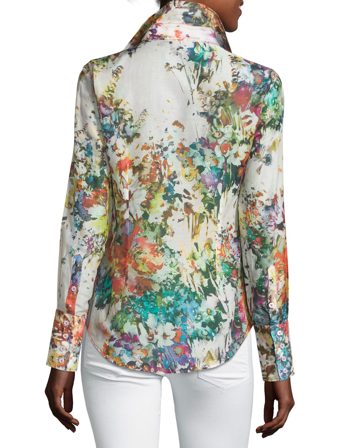 Georg roth los angeles Floral-print Long-sleeve Blouse | Lyst