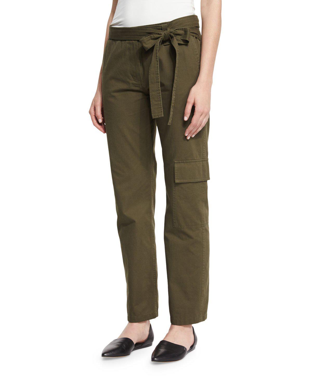 Tibi Cotton Enzyme-wash Twill Straight-leg Pants in Green - Lyst