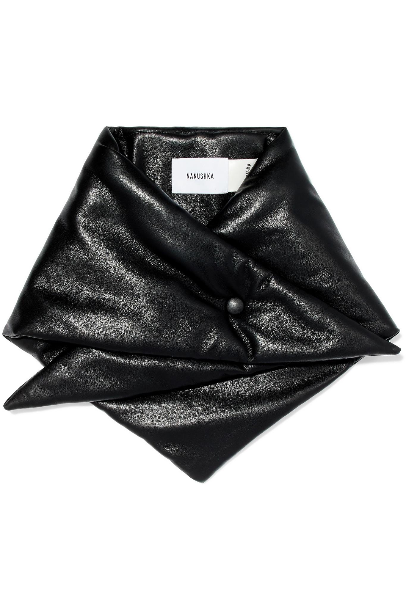 Nanushka Vegan Leather Scarf in Black - Lyst