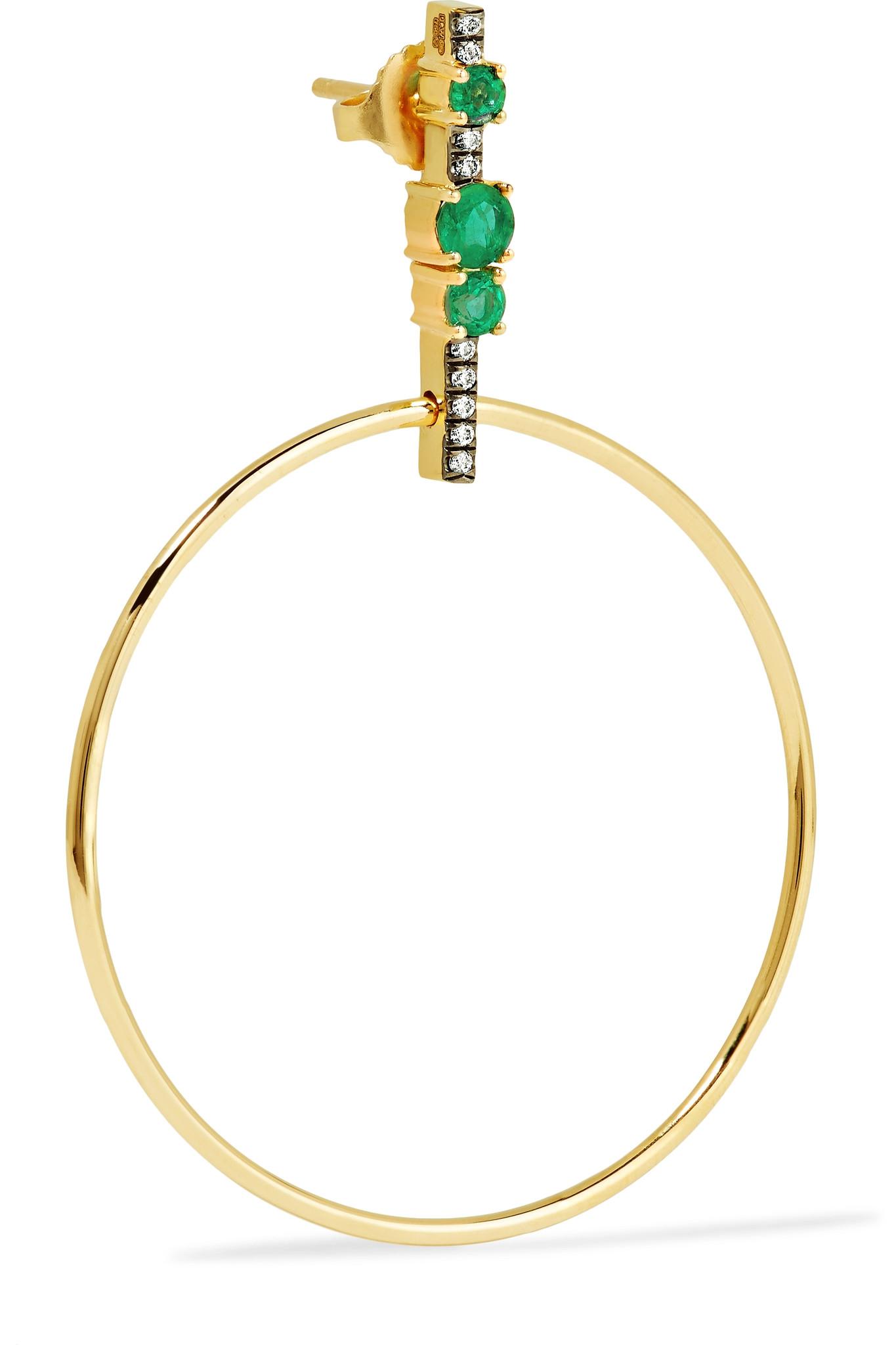 Lyst - Jemma Wynne 18-karat Gold, Emerald And Diamond Earrings Gold One ...