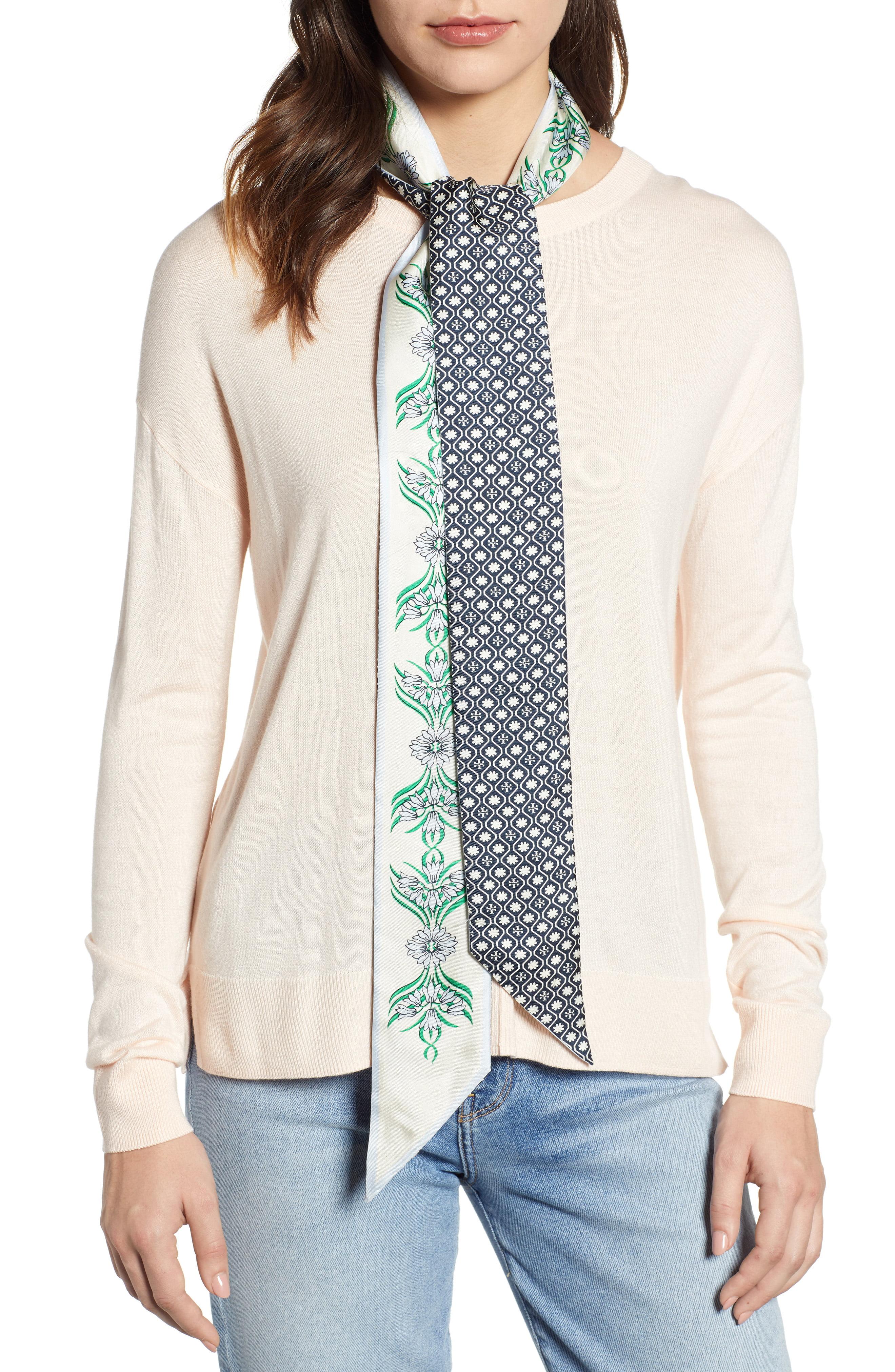 Lyst - Tory Burch Reversible Print Silk Skinny Scarf in Blue