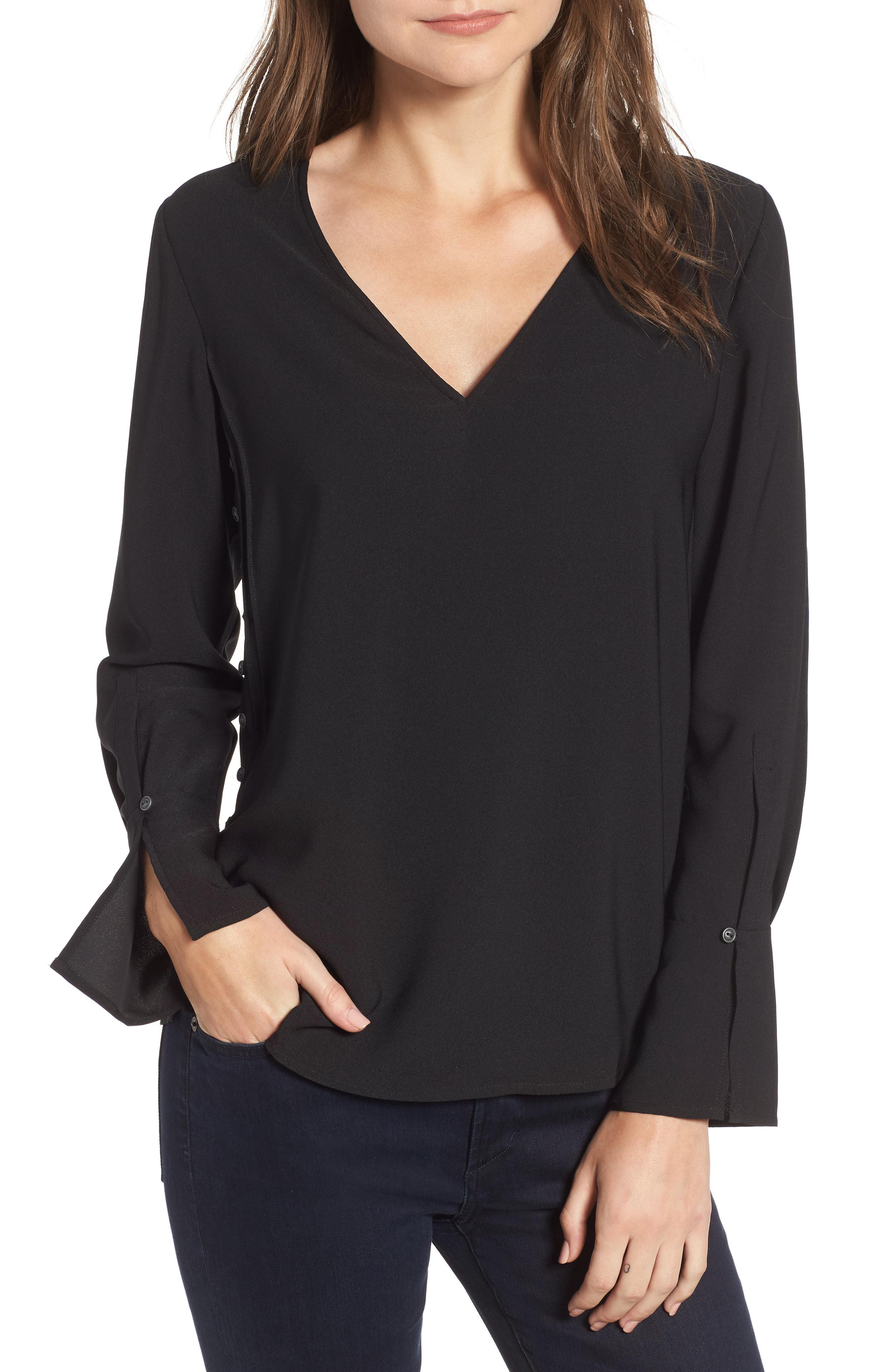 Chelsea28 Button Detail Top in Black - Lyst