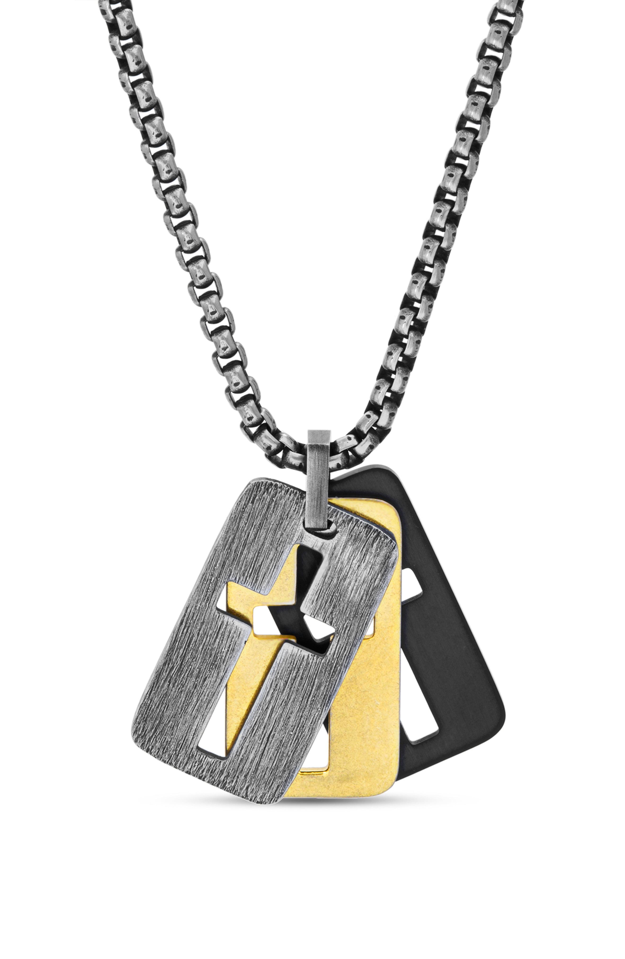 Lyst - Steve Madden Tri-color Open Cross Pendant Necklace in Metallic ...