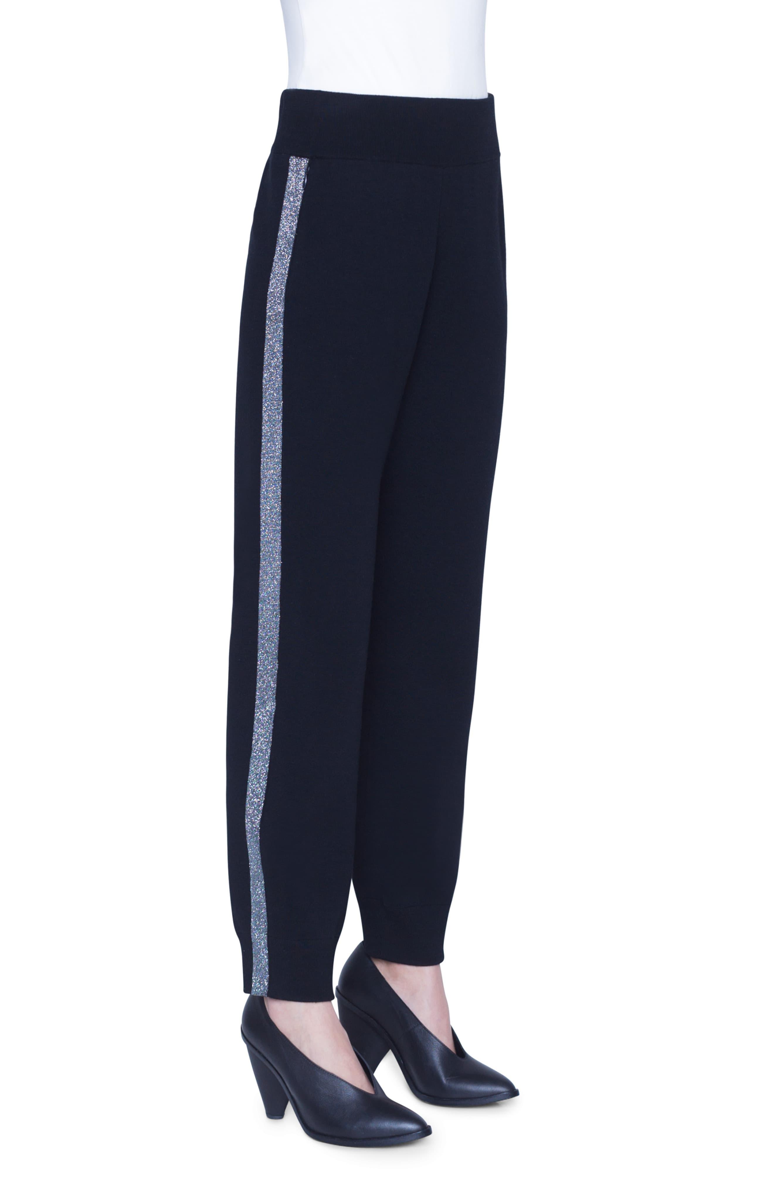 Akris Punto Tuxedo Stripe Knit Stretch Wool Pants in Black - Lyst