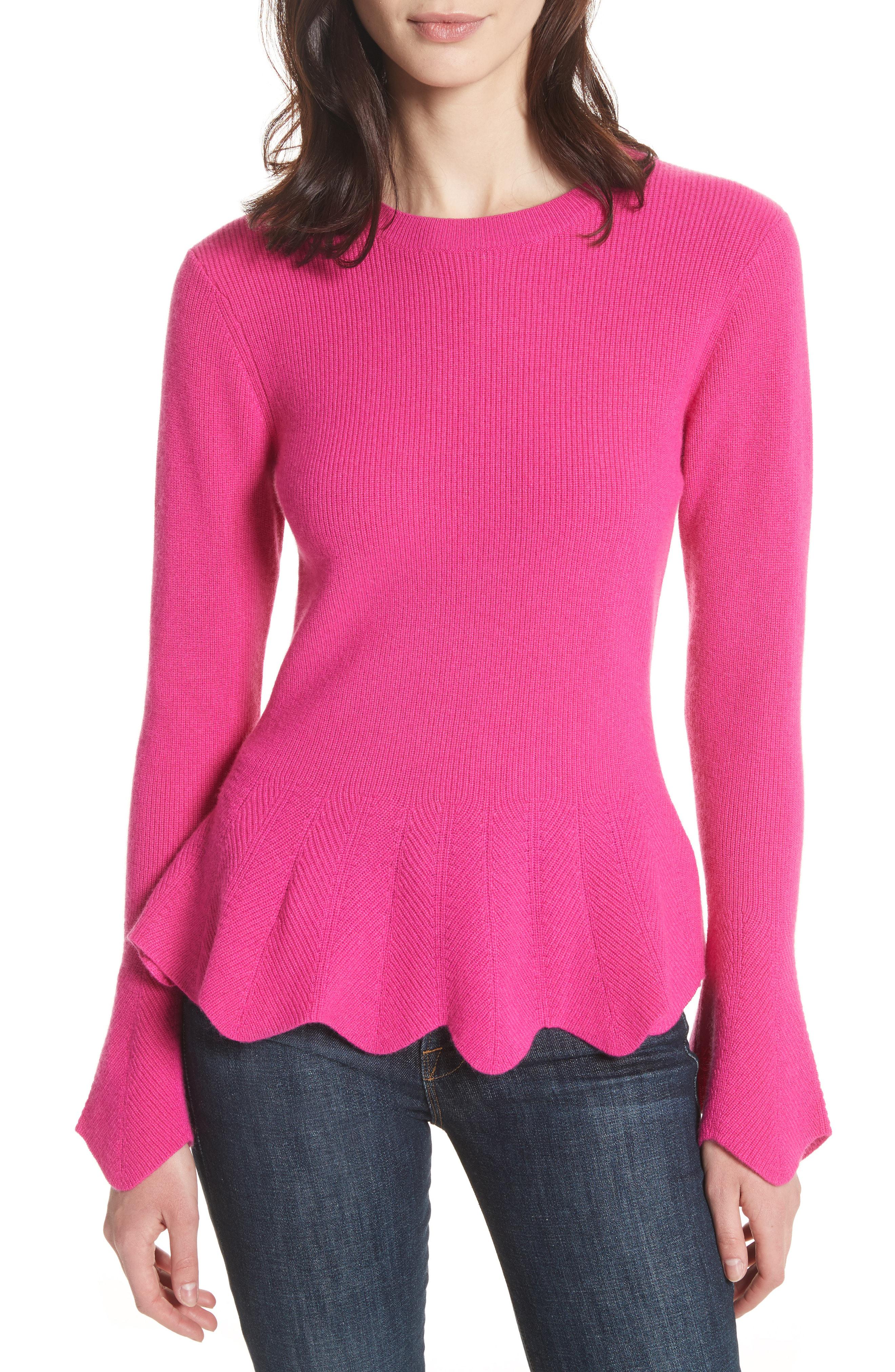 Ted Baker Peplum Sweater In Bright Pink Pink Lyst Ted Baker Peplum Sweater In Bright Pink Pink Lyst