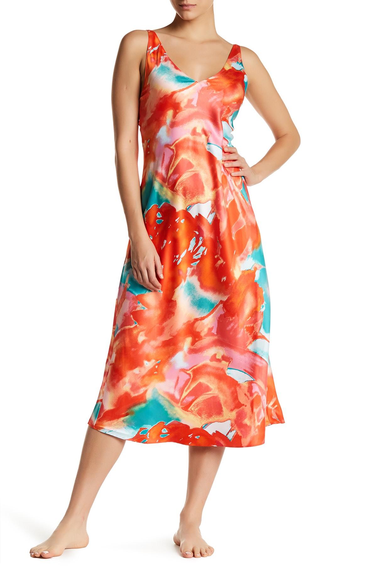 N natori Flower Mist Sleeveless Nightgown in Orange | Lyst