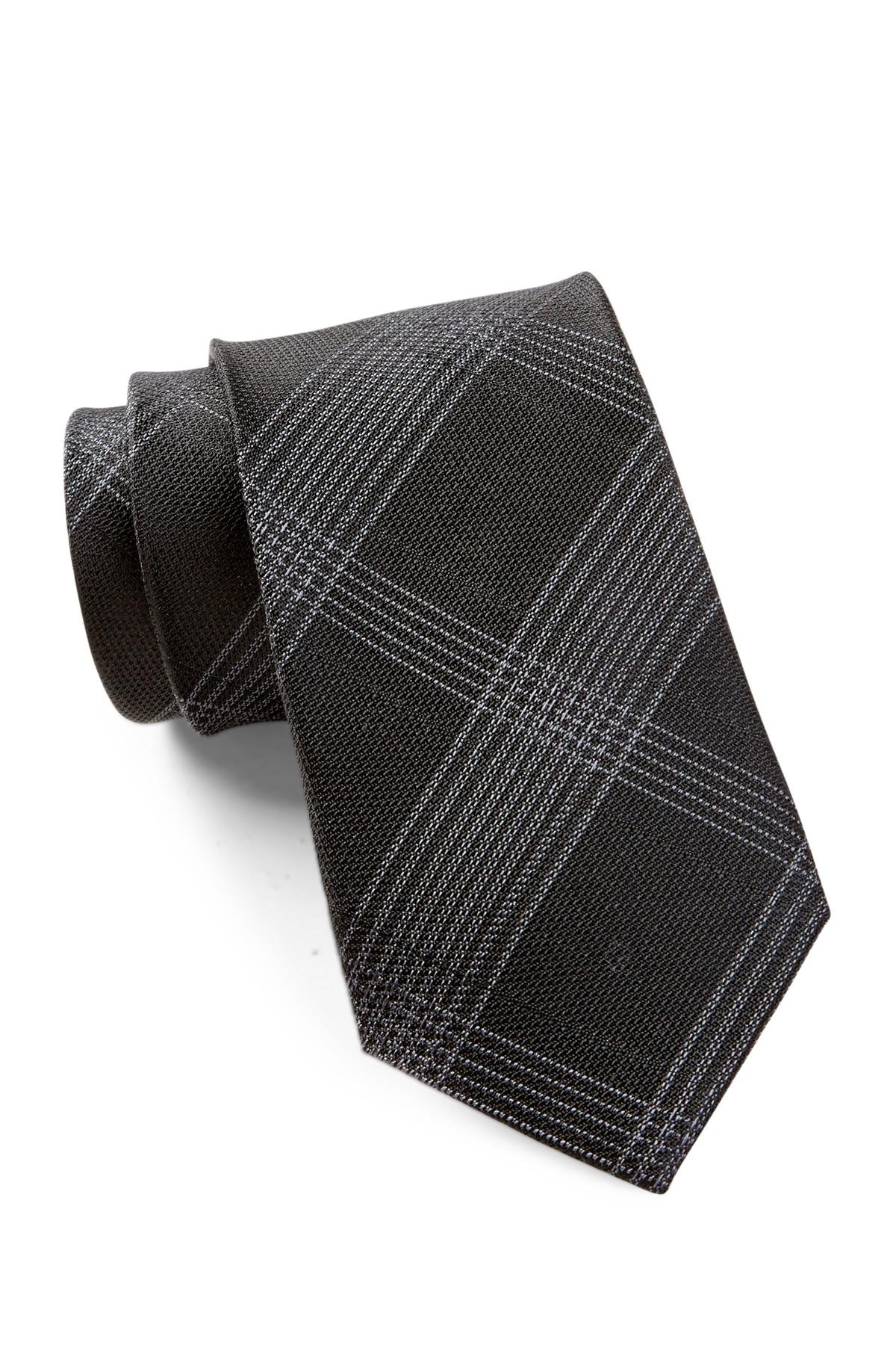 Calvin klein Silk Intersect Grid Tie in Black for Men | Lyst