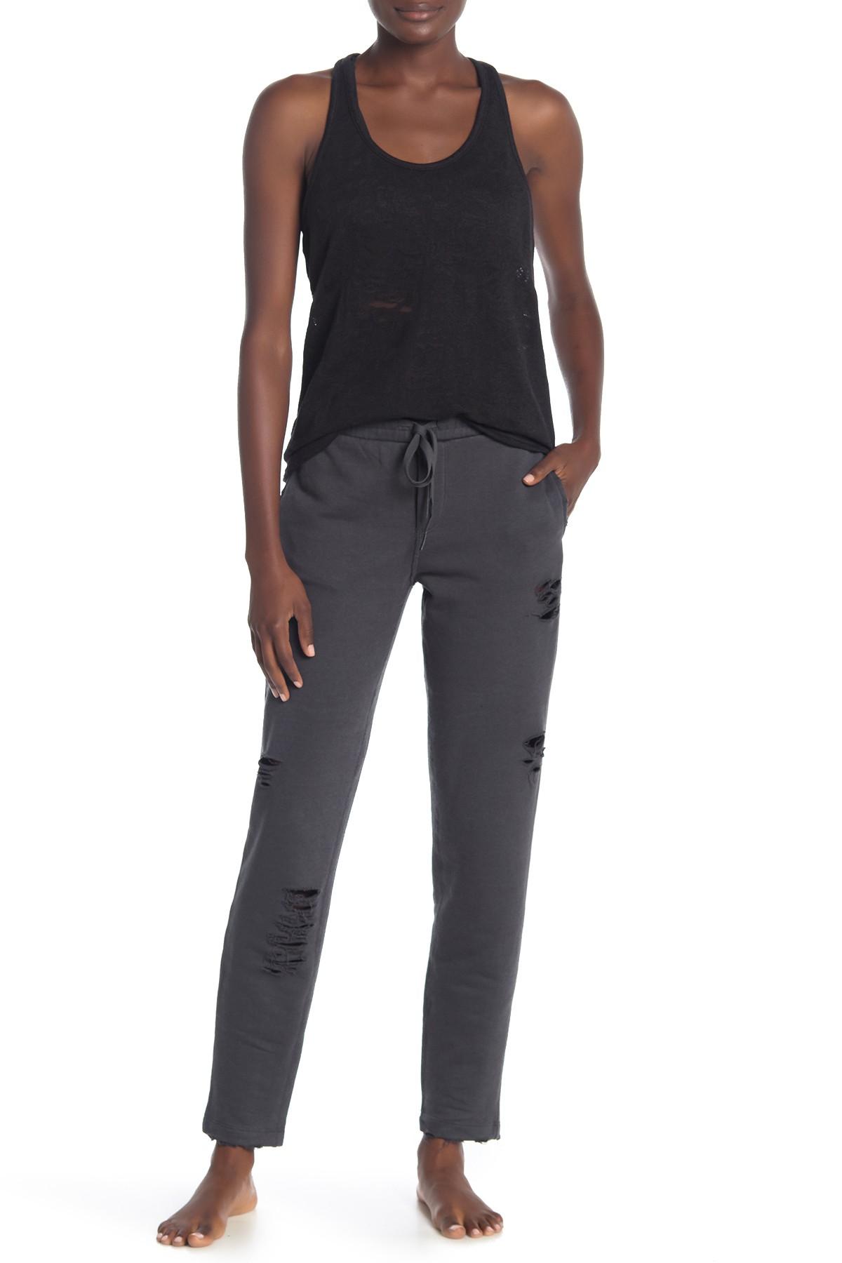Alo Yoga Ripped Drawstring Sweatpants in Gray - Lyst