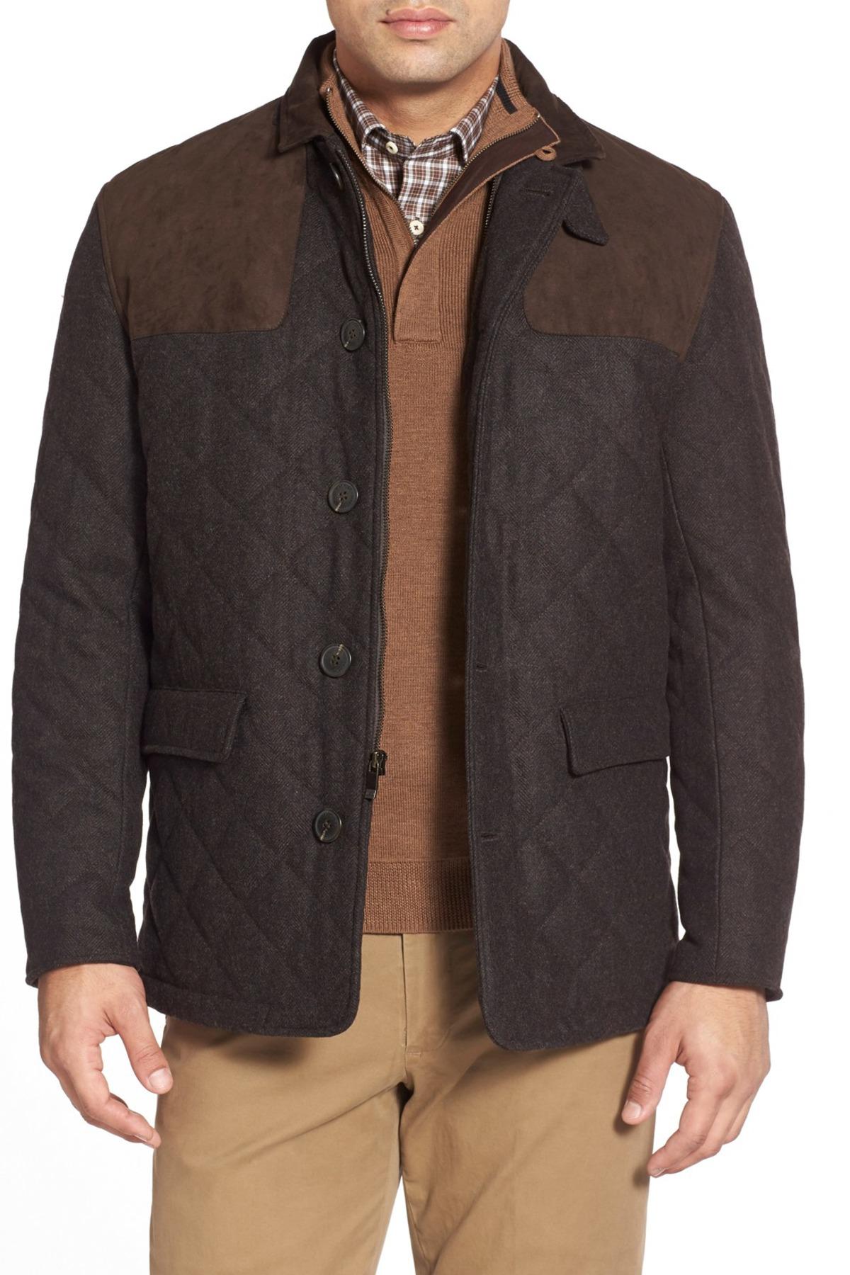 Lyst - Hart Schaffner Marx 'shooter' Wool Blend Quilted Jacket in Brown ...