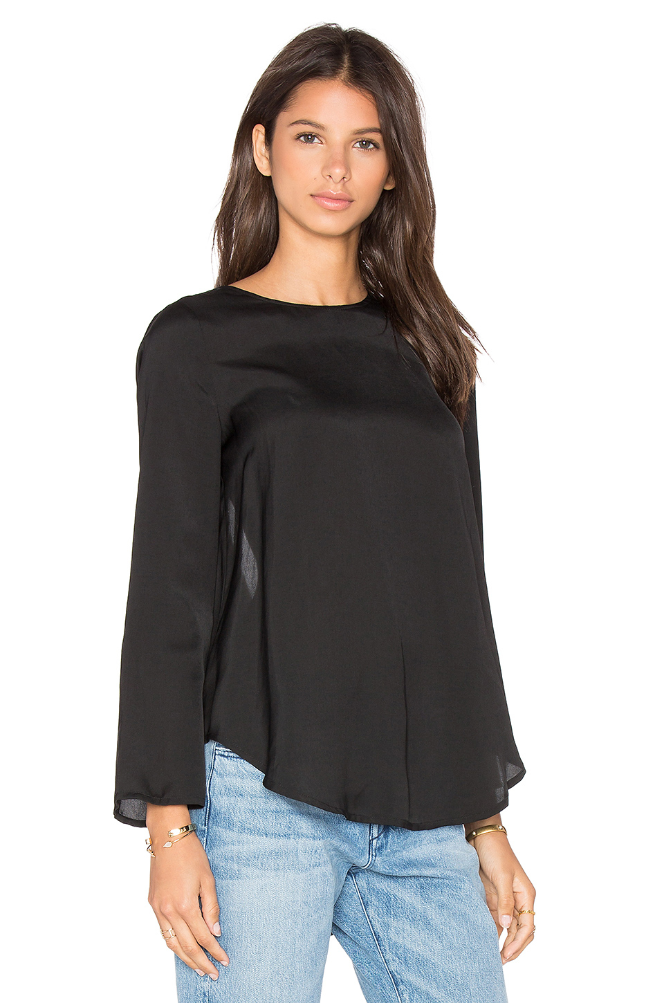 Lyst - Blaque Label Long Sleeve Open Back Drape Top in Black