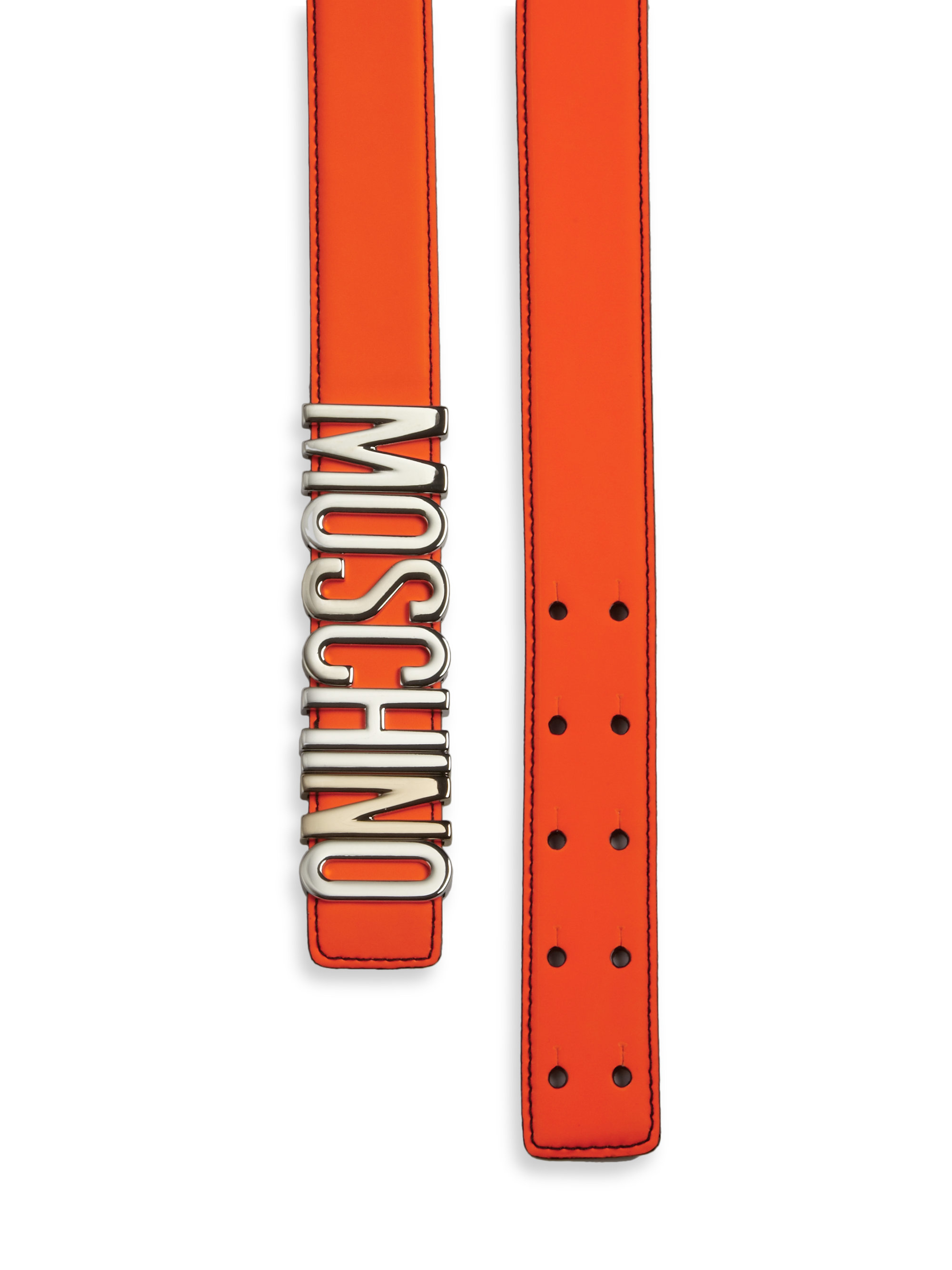 Moschino Logo-buckle Leather Belt in Orange for Men | Lyst