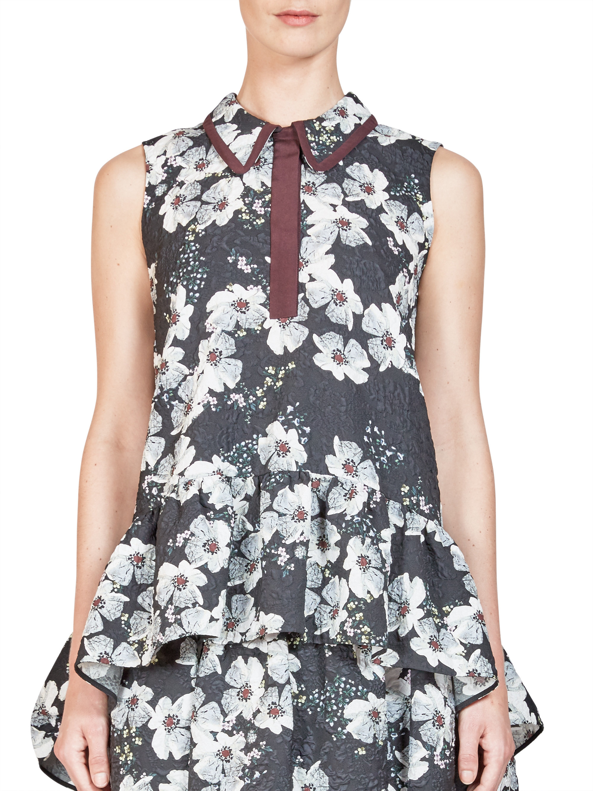 Erdem Liv Matelasse Asymmetrical Peplum Top in Black | Lyst