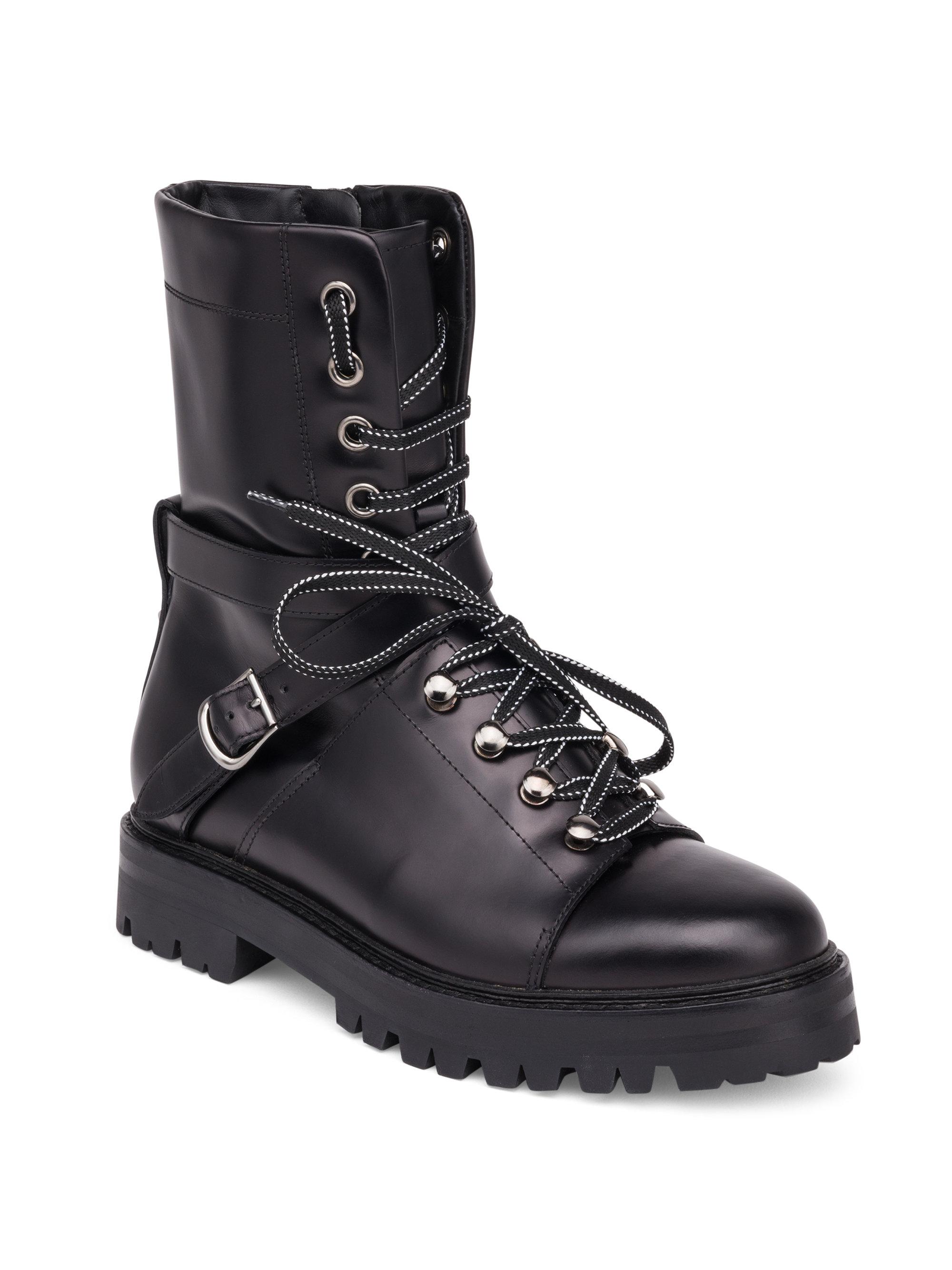 Lyst - Valentino Rockstud Leather Combat Boots in Black