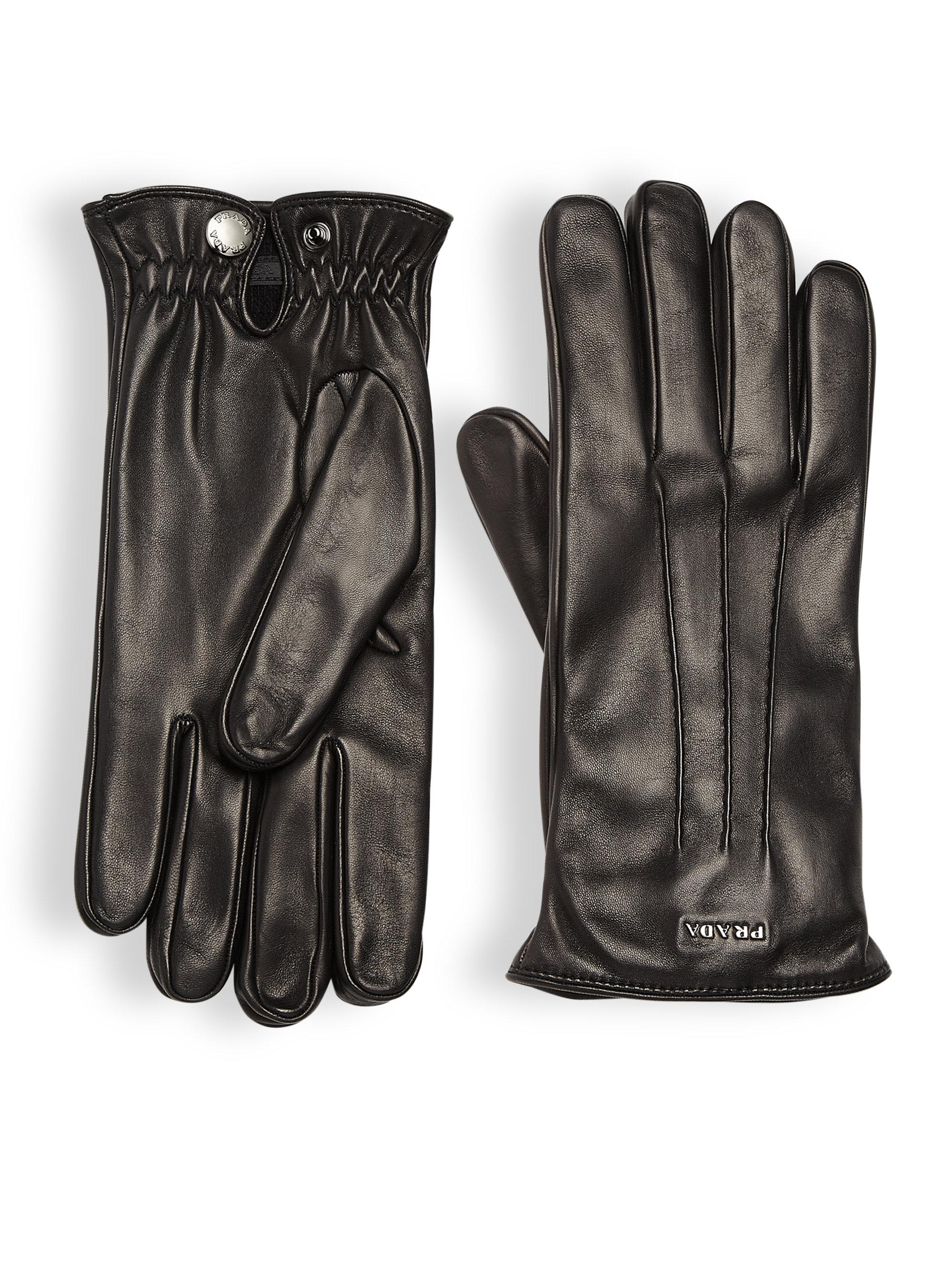 Prada Leather Nappa Gloves in Black for Men - Lyst